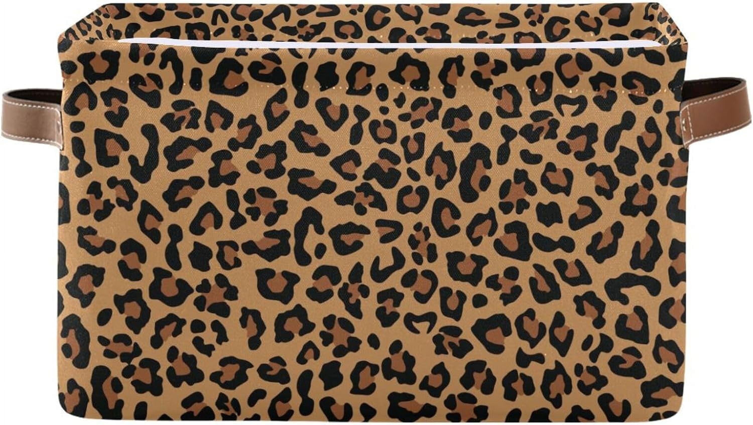 Coolnut Leopard Animal Print Storage Basket, Durable Canvas Organizer ...