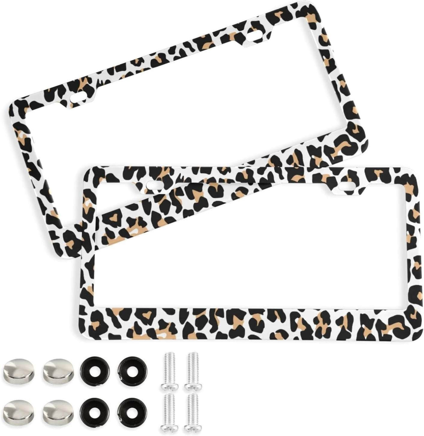 Coolnut Leopard License Plate Frames 2pcs, Aluminum Universal Car ...