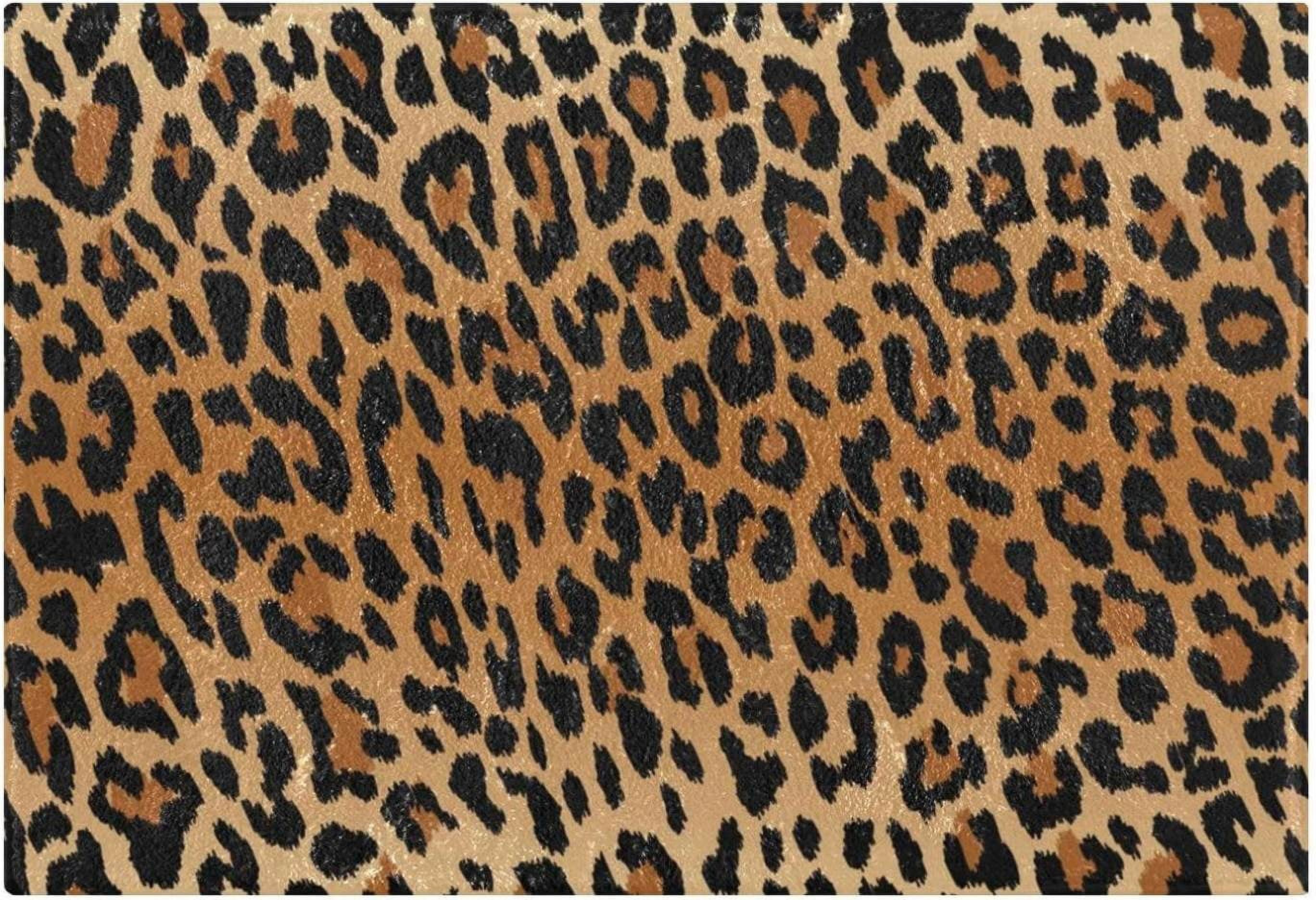 Coolnut Leopard Print Anti-Slip Ultra Absorbent Durable Bath Rug with ...