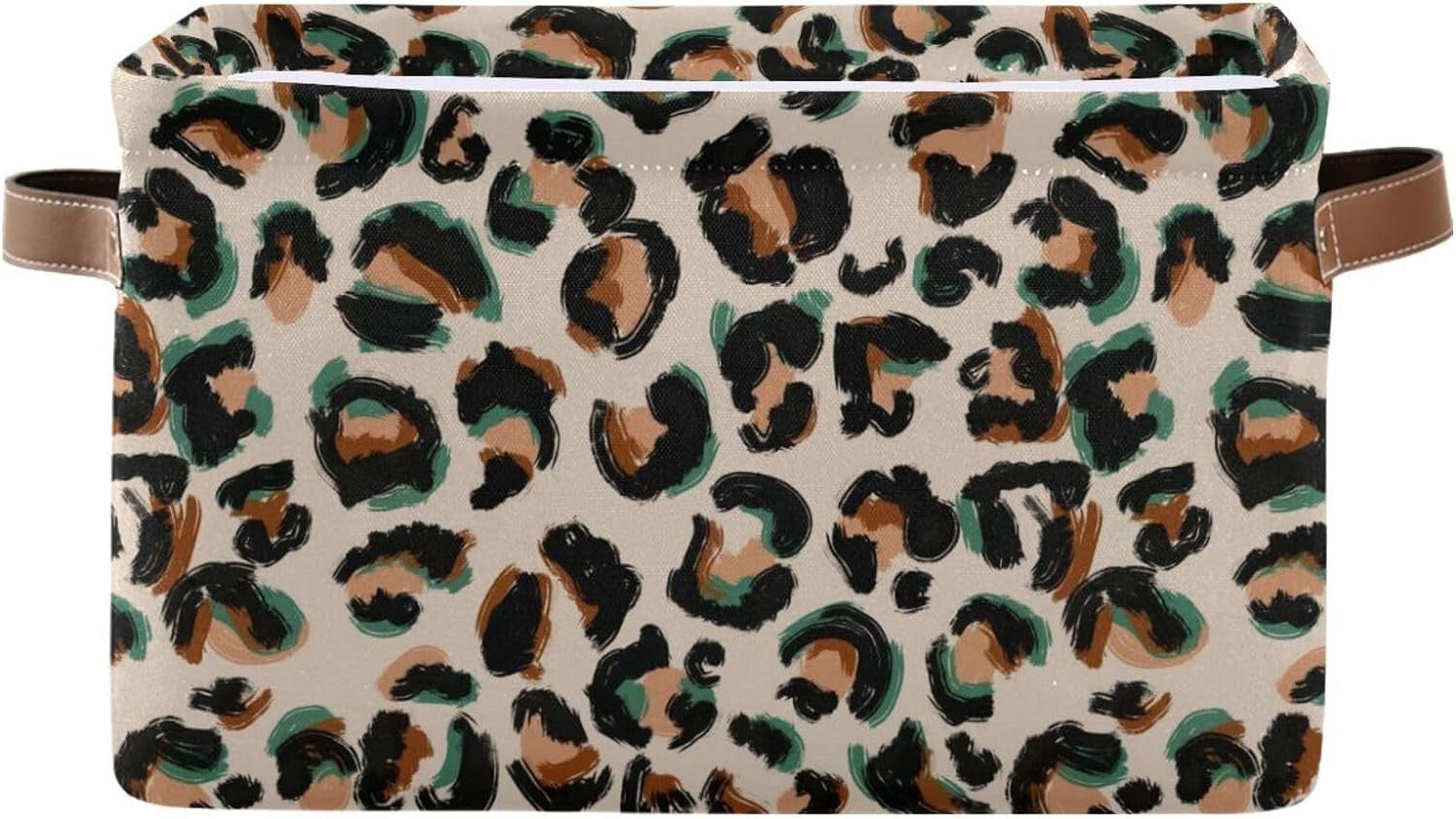 Coolnut Leopard Print Foldable Canvas Storage Bin, Sturdy Fabric ...