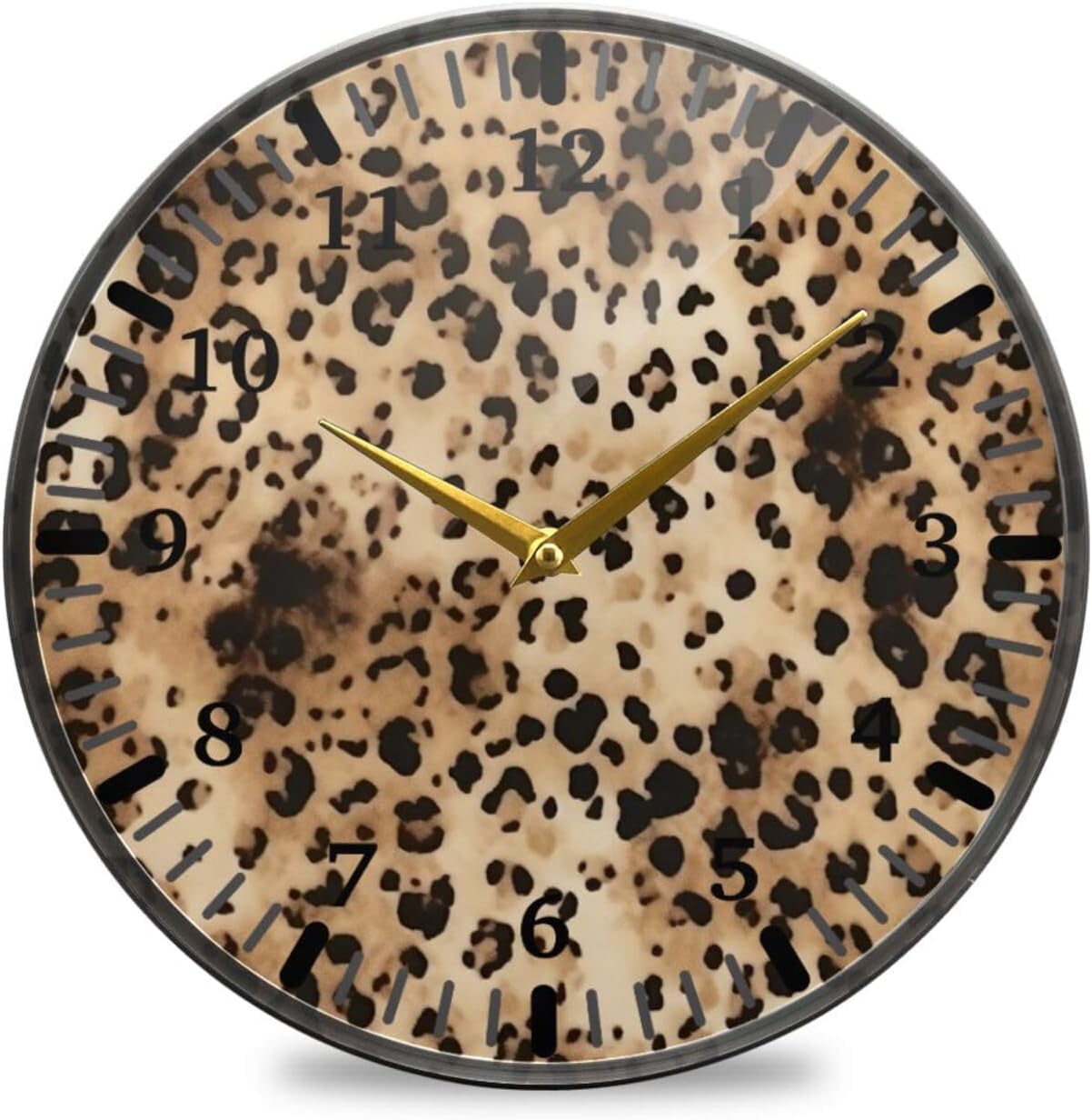 Coolnut Leopard Print Wall Clock Silent Non-Ticking Round 10 Inch ...