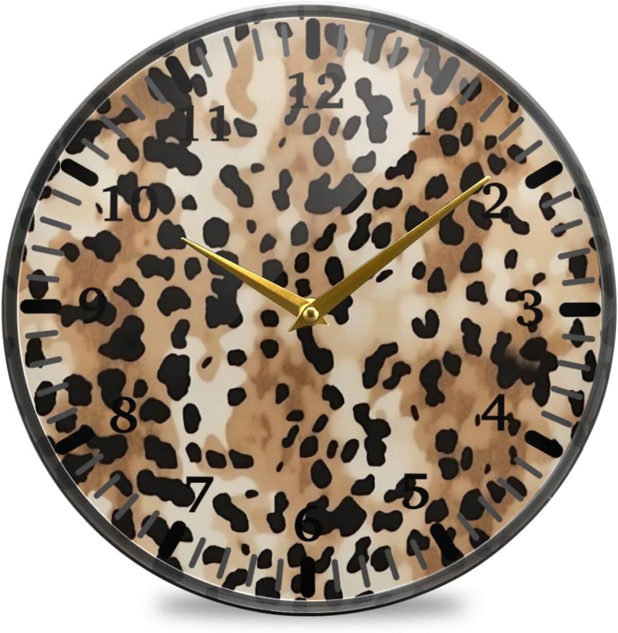 Coolnut Leopard Print Wall Clock Silent Non-Ticking Round 10 Inch ...