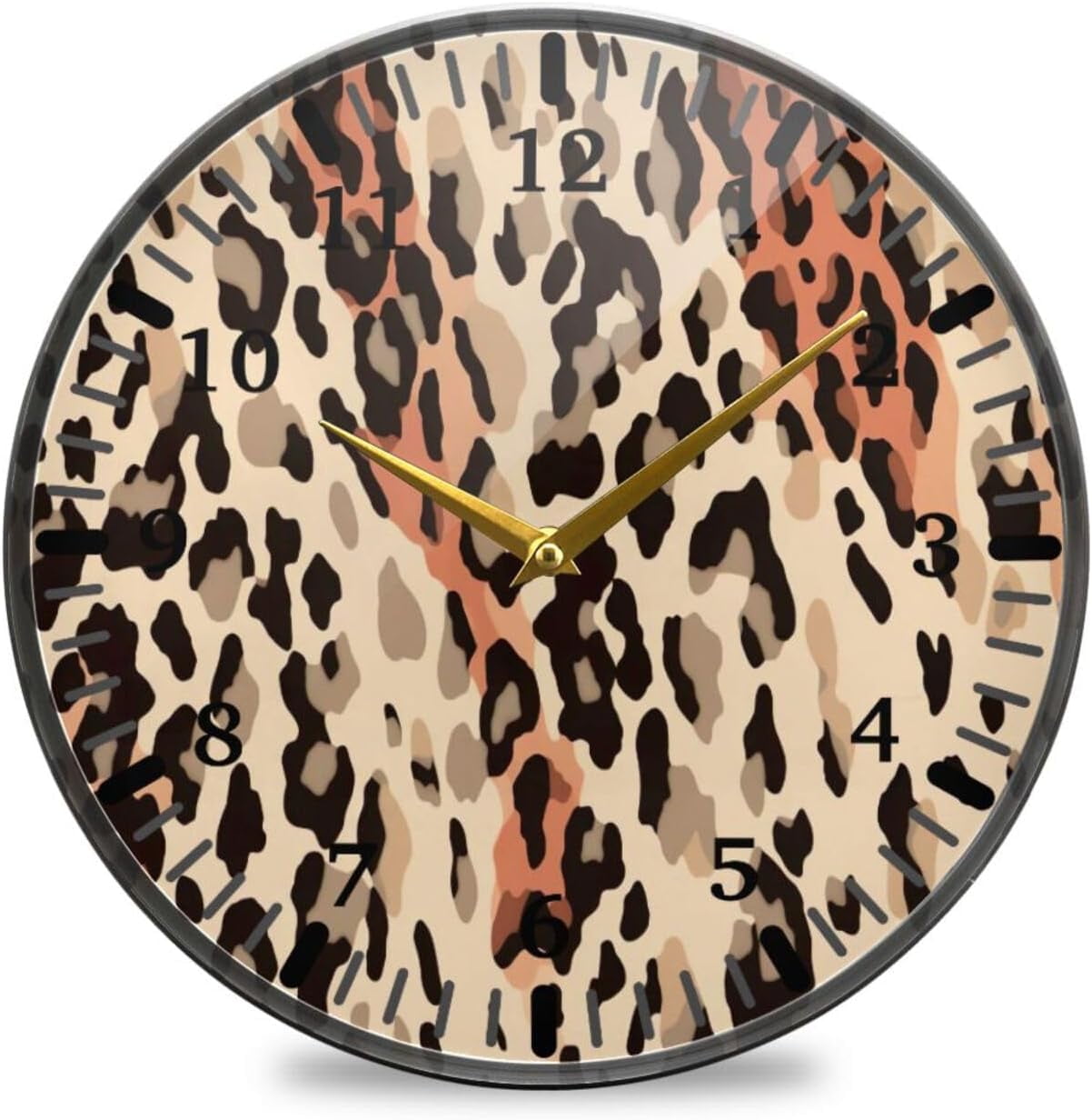 Coolnut Leopard Print Wall Clock Silent Non-Ticking Round 10 Inch ...
