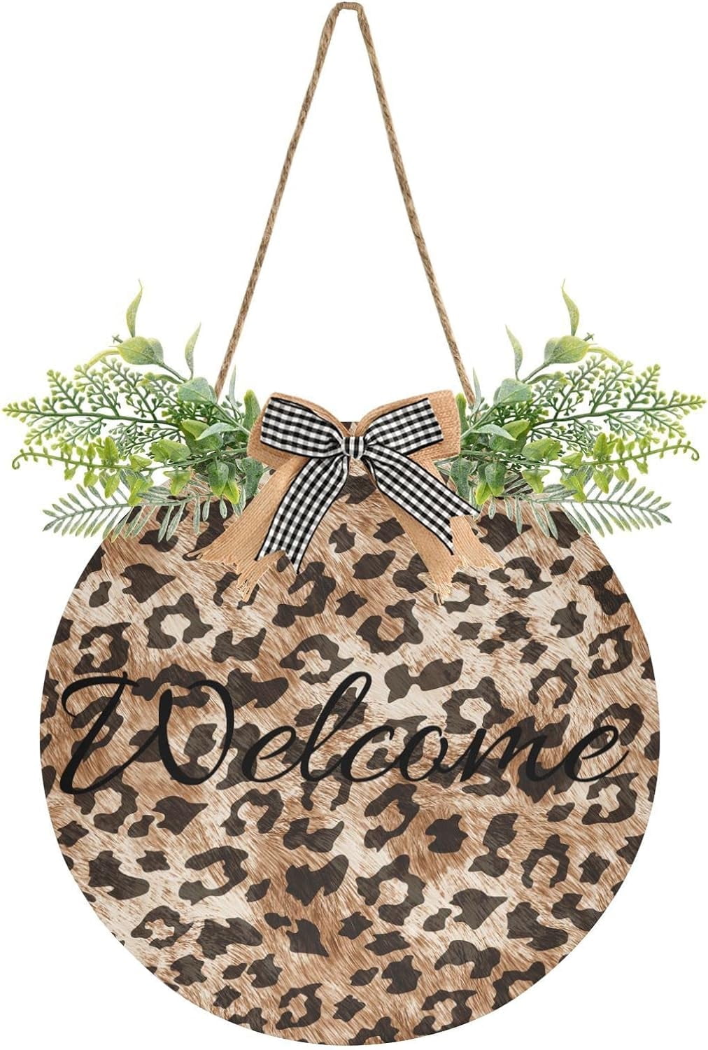 Coolnut Leoparda Welcome Sign for Front Door, Round Sign Hanging ...