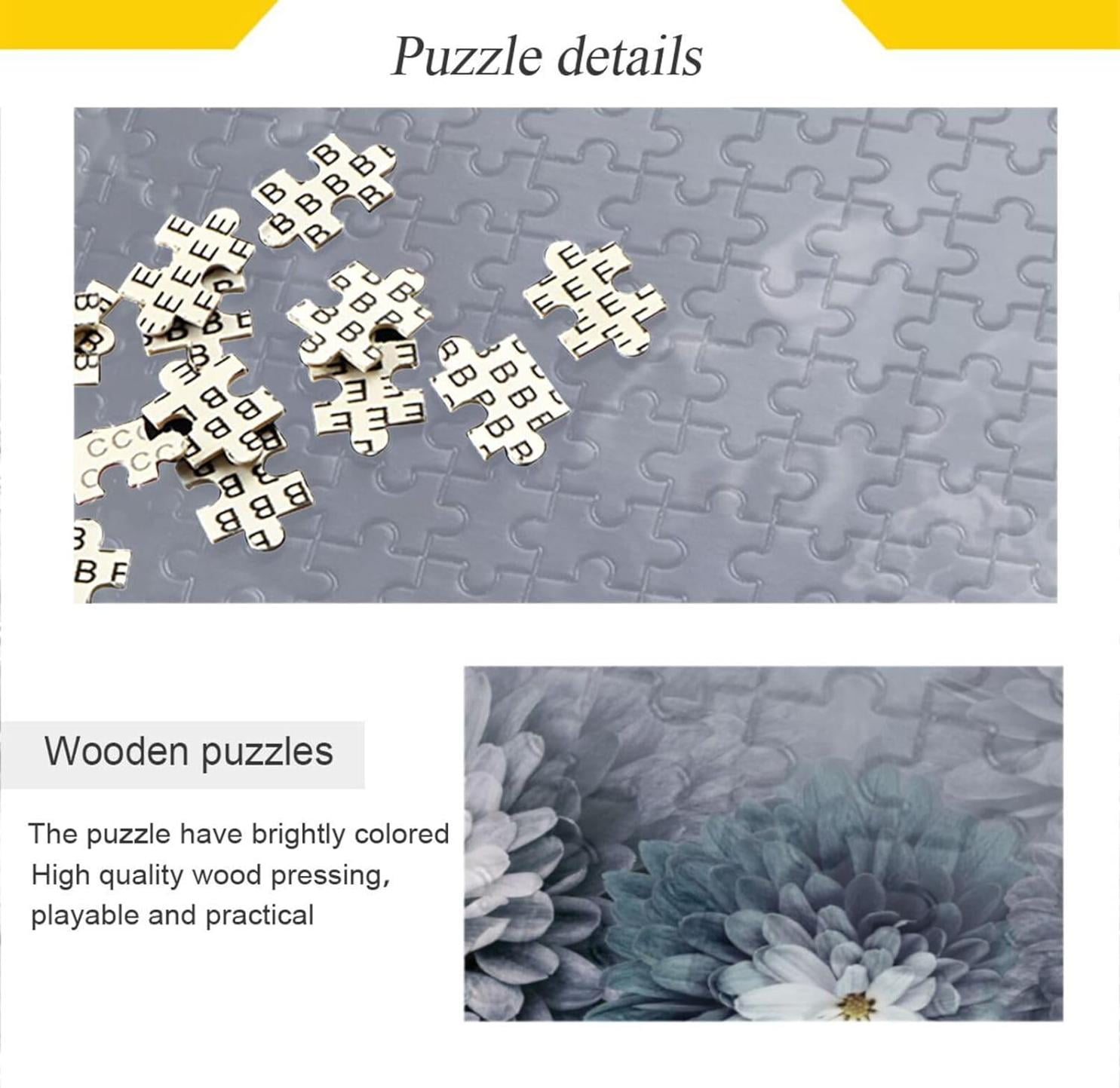 Coolnut Light Gray Flowers Puzzles for Adults and Kids 500 Pieces ...
