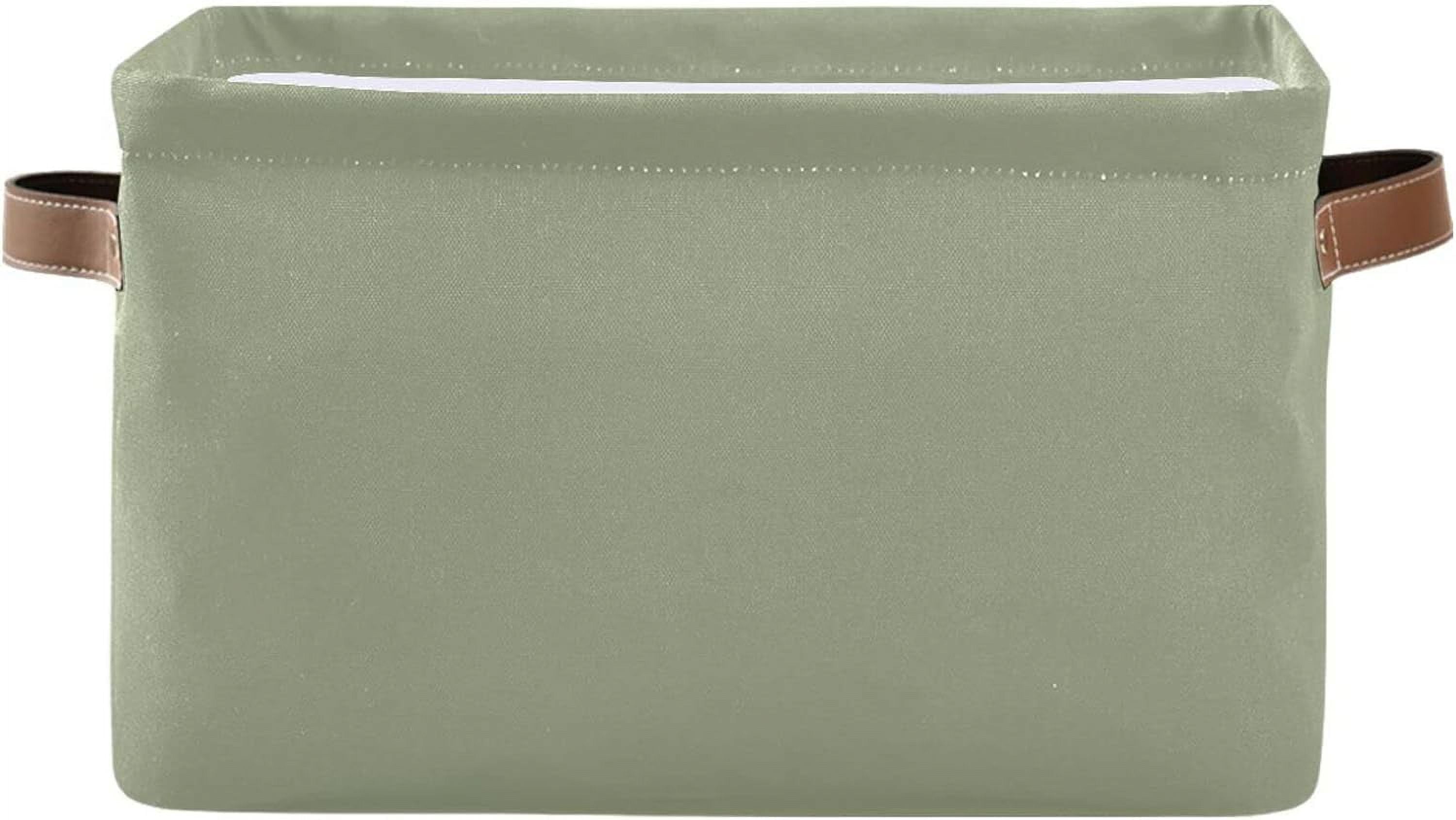 Coolnut Light Green Solid Large Square Storage Basket Bin with Handles ...