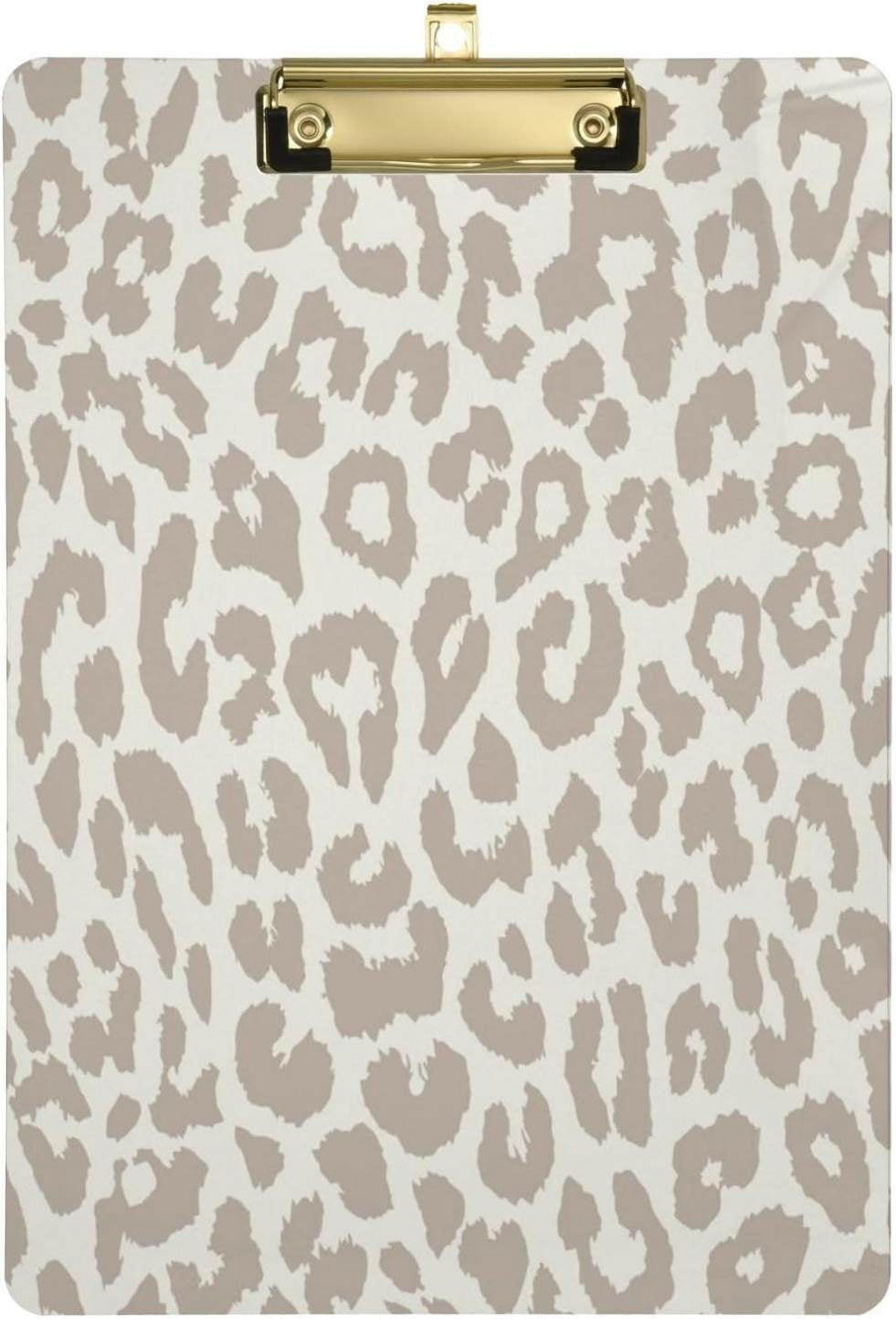 Coolnut Light Leopard Print Acrylic Clipboard with Low Profile Gold ...