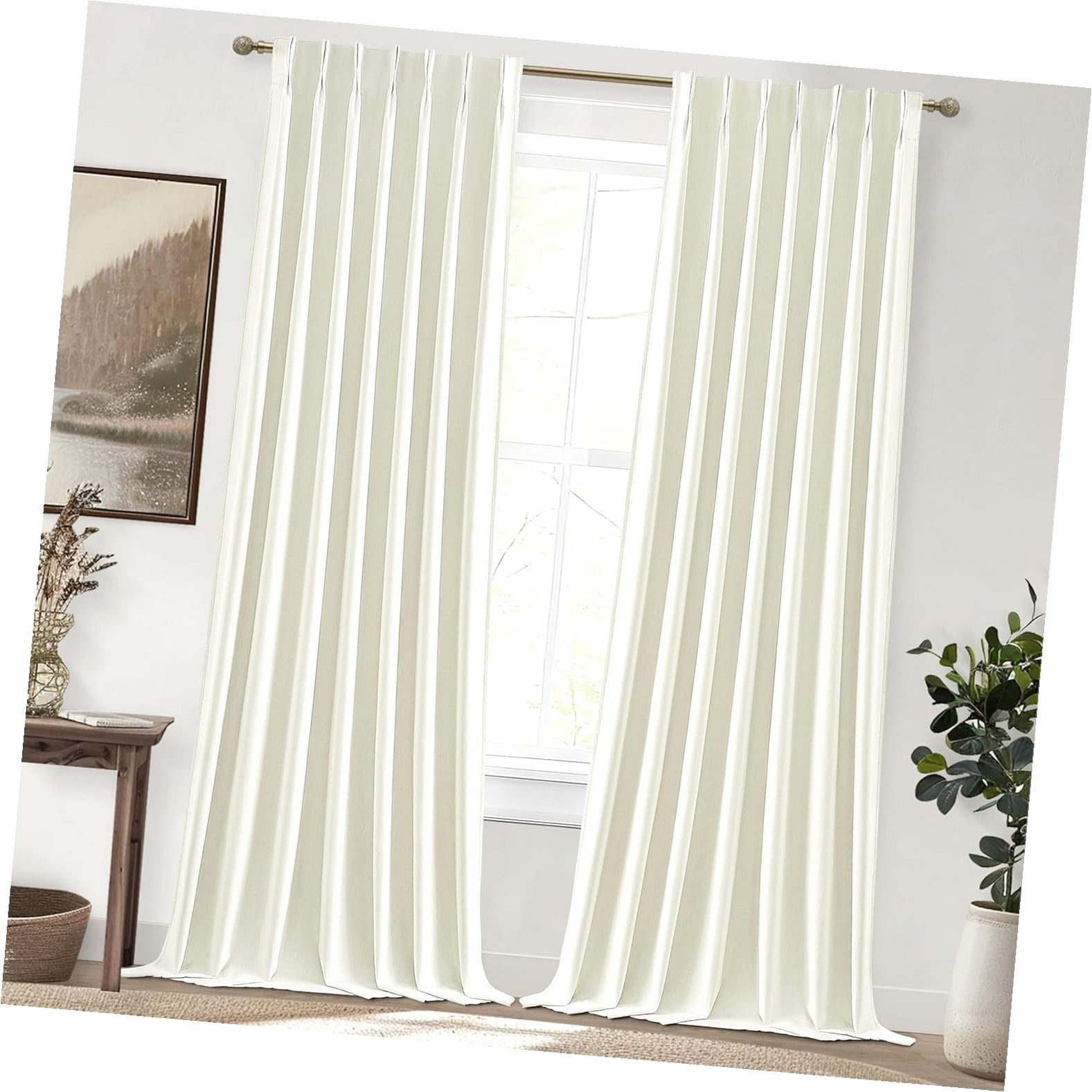 Coolnut Light Linen Curtains 90 Inches in Length Complete Window ...