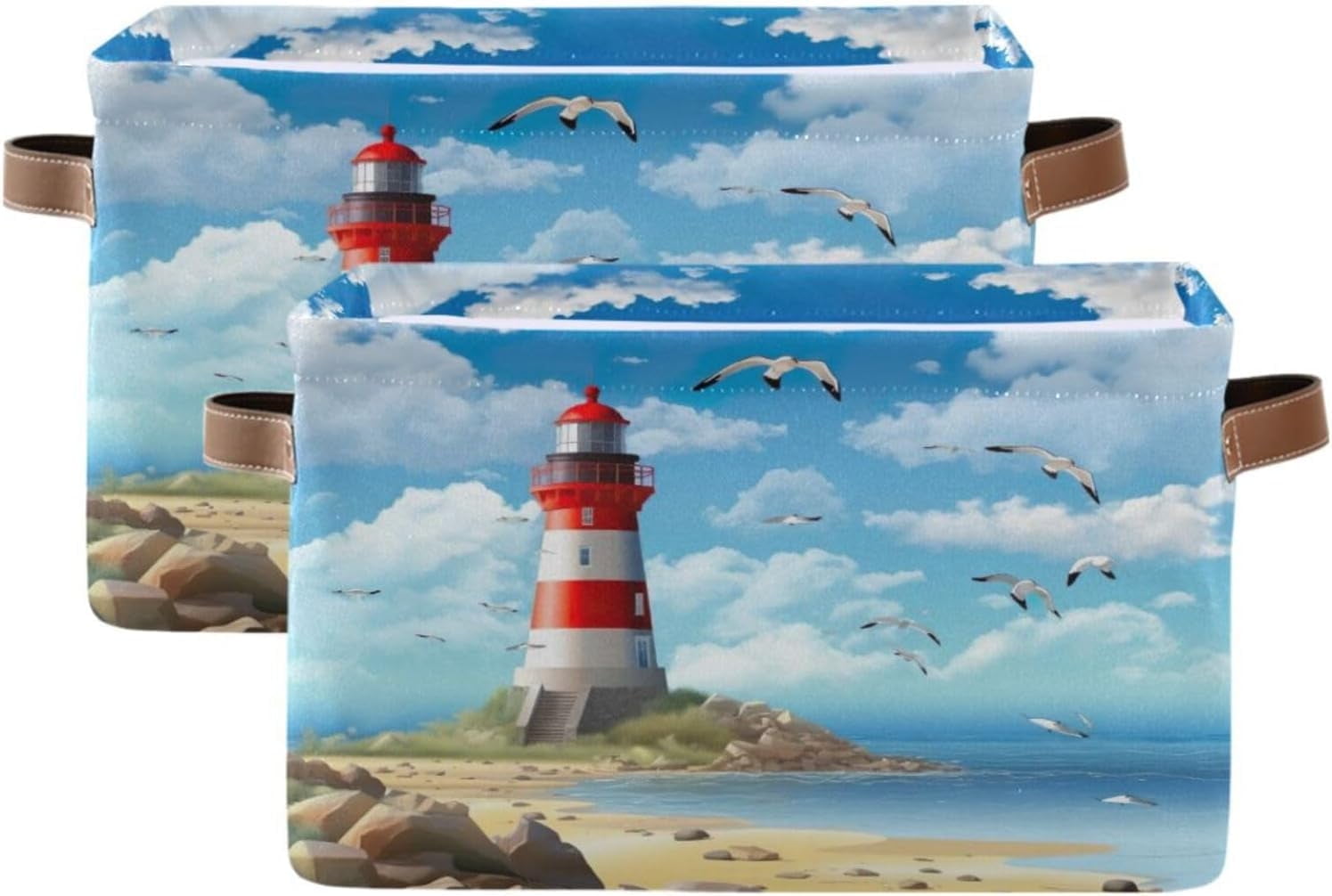 Coolnut Lighthouse Foldable Storage Basket for Shelves, Collapsible ...