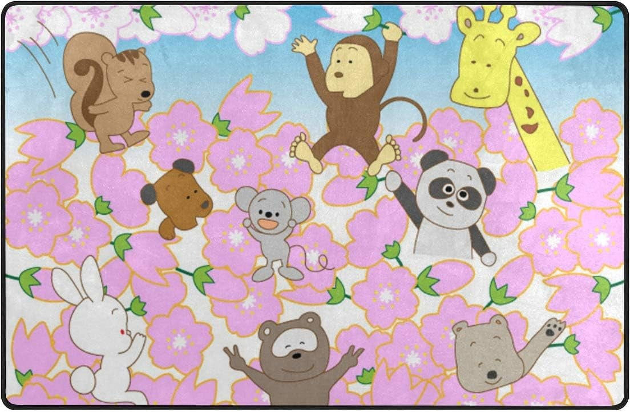 Coolnut Lightweight Soft Area Rugs 31x20 Inch, Animals On Cherry ...