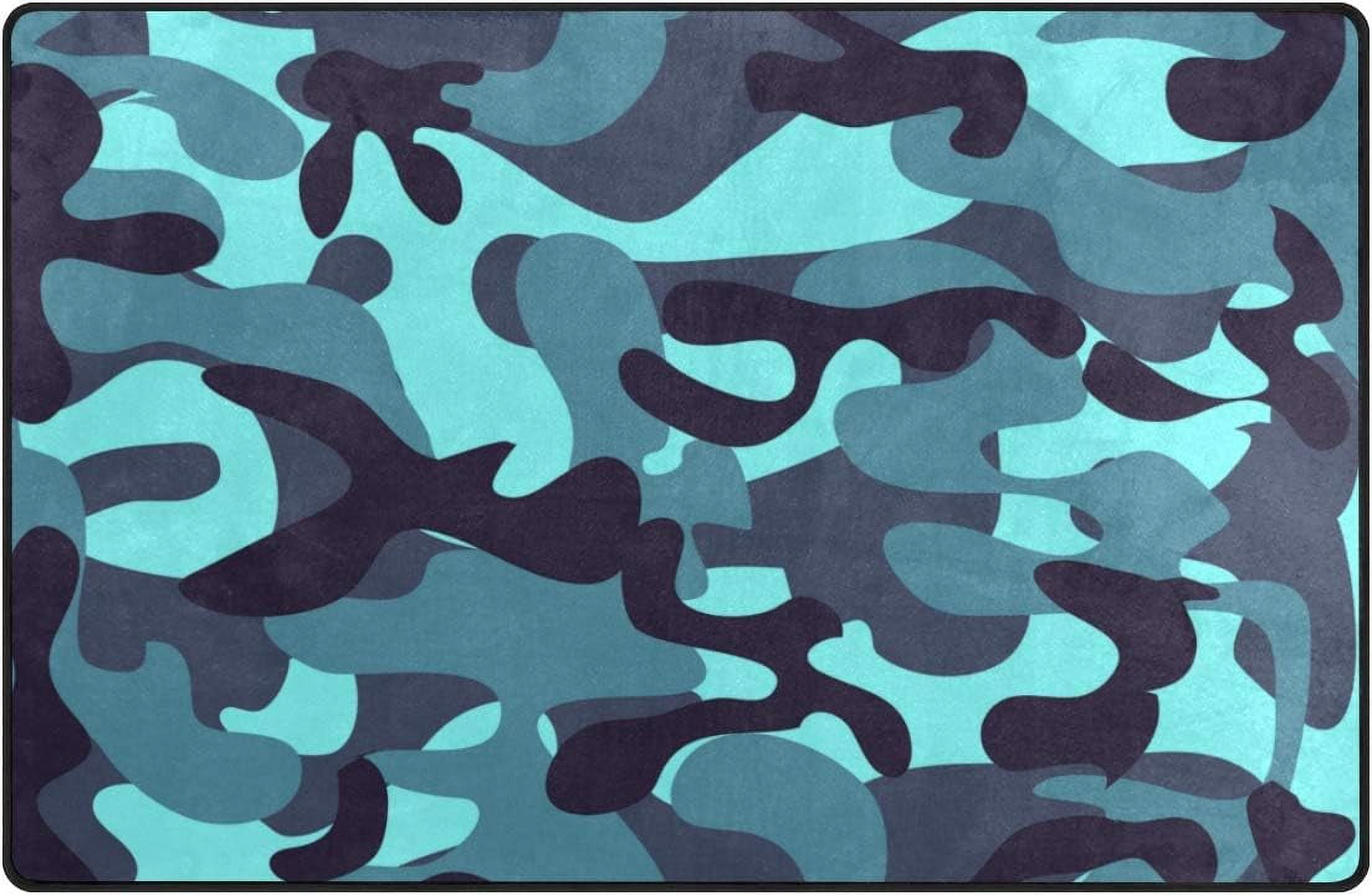 Coolnut Lightweight Soft Area Rugs 31x20 Inch, Blue Military Camouflage ...