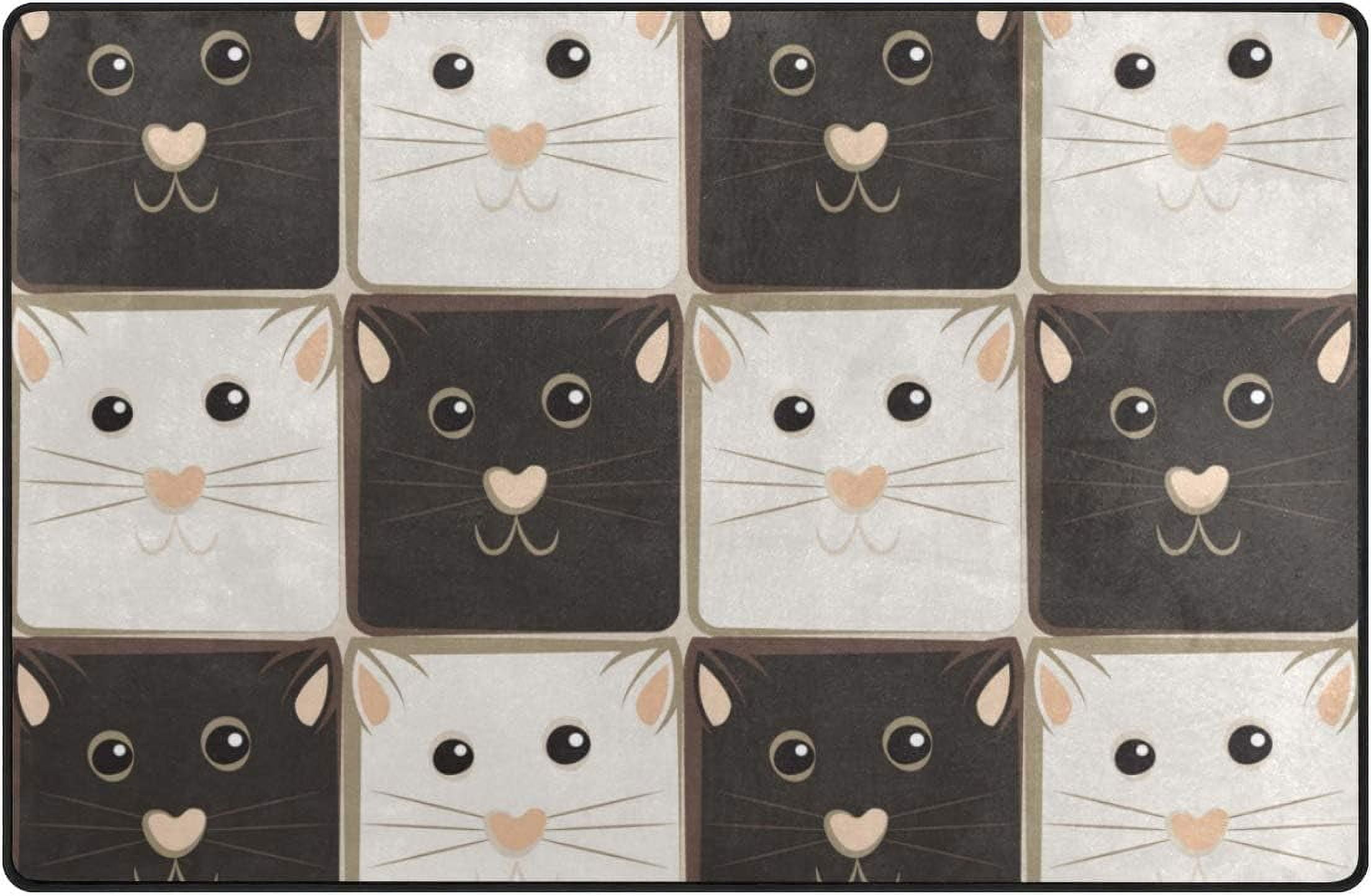 Coolnut Lightweight Soft Area Rugs 31x20 Inch, Cute Cat Face Set Floor ...