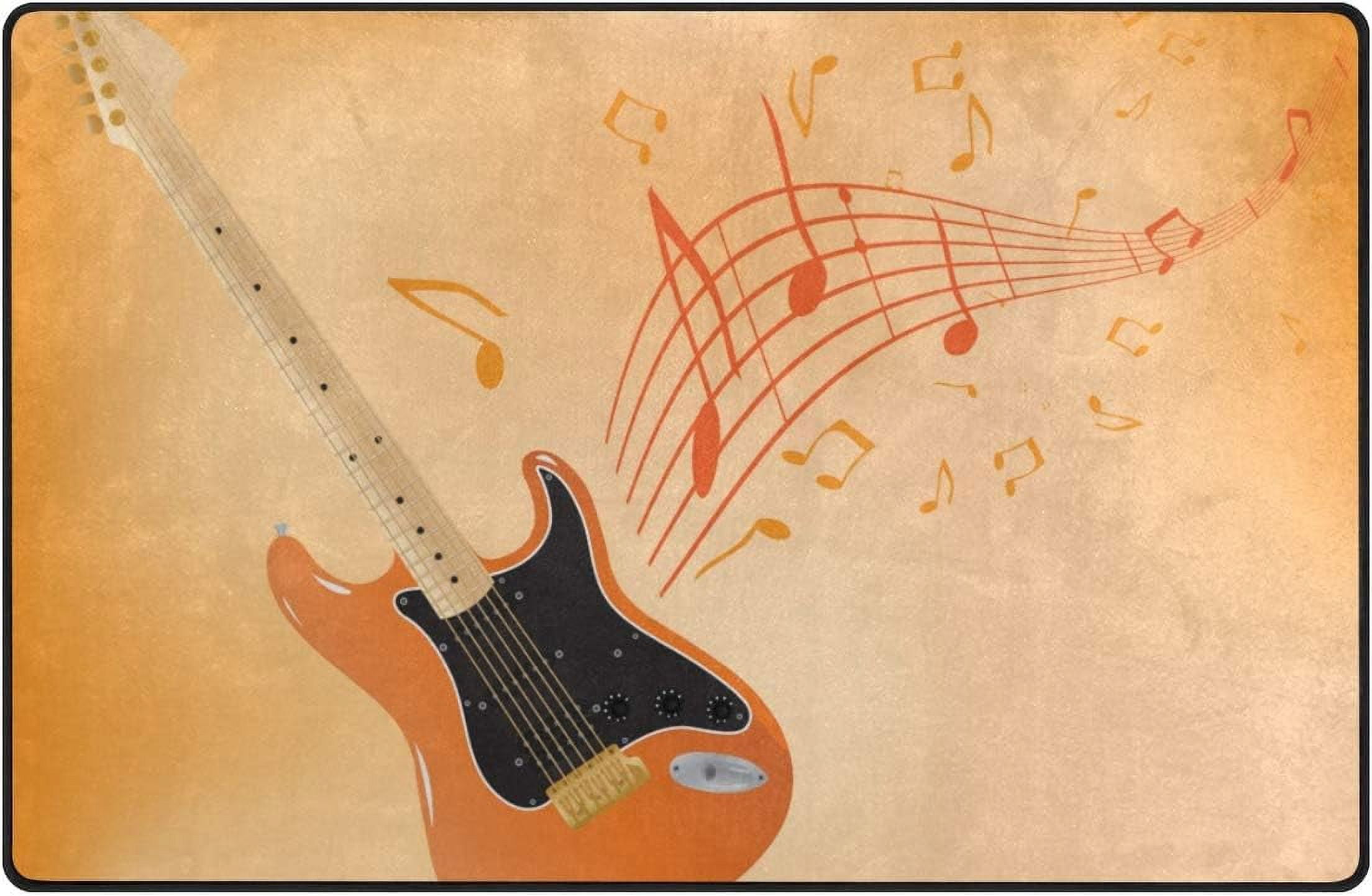 Coolnut Lightweight Soft Area Rugs 31x20 Inch, Guitar with Music Notes ...