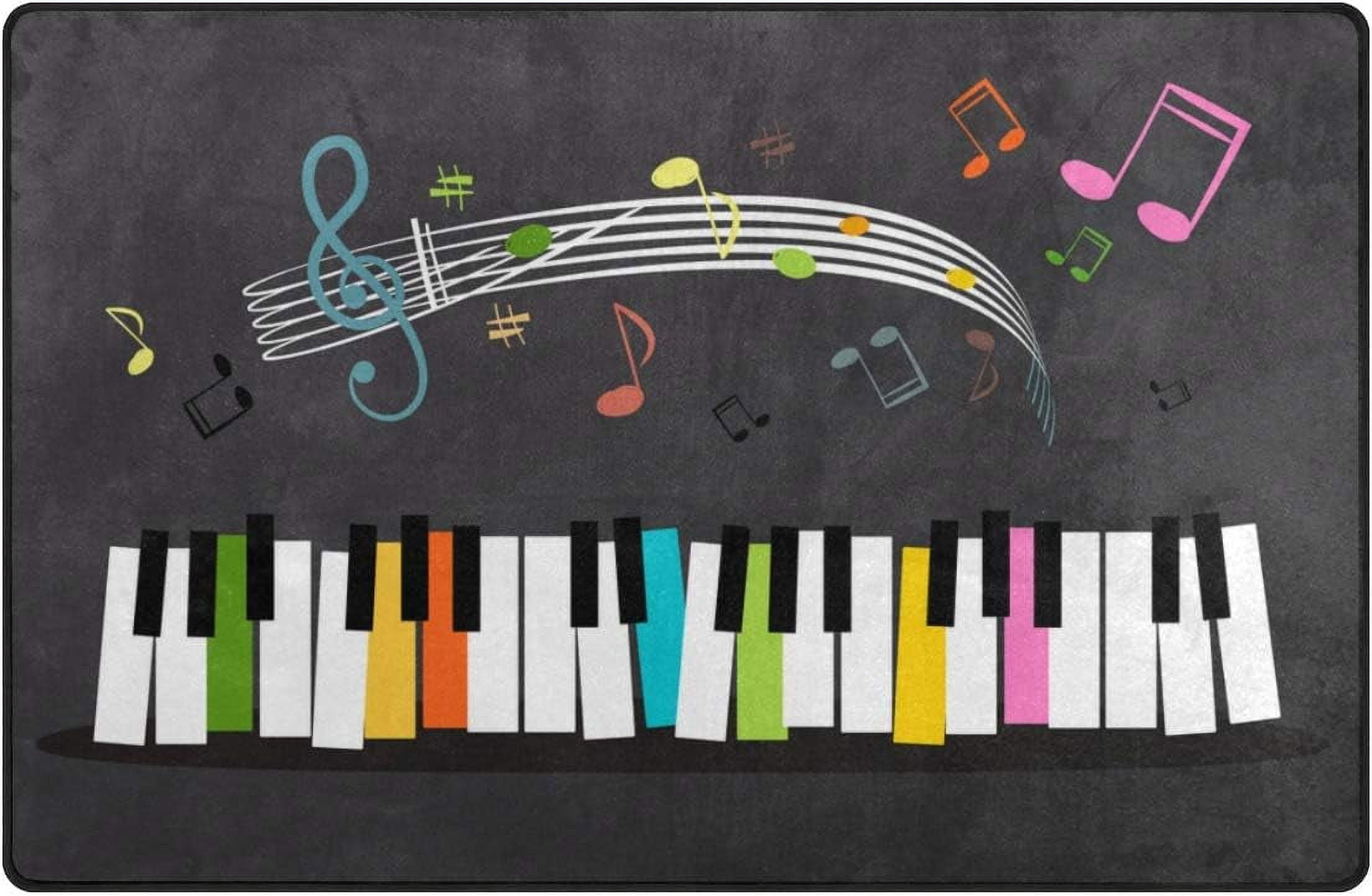 Coolnut Lightweight Soft Area Rugs 31x20 Inch, Piano Key with Music ...