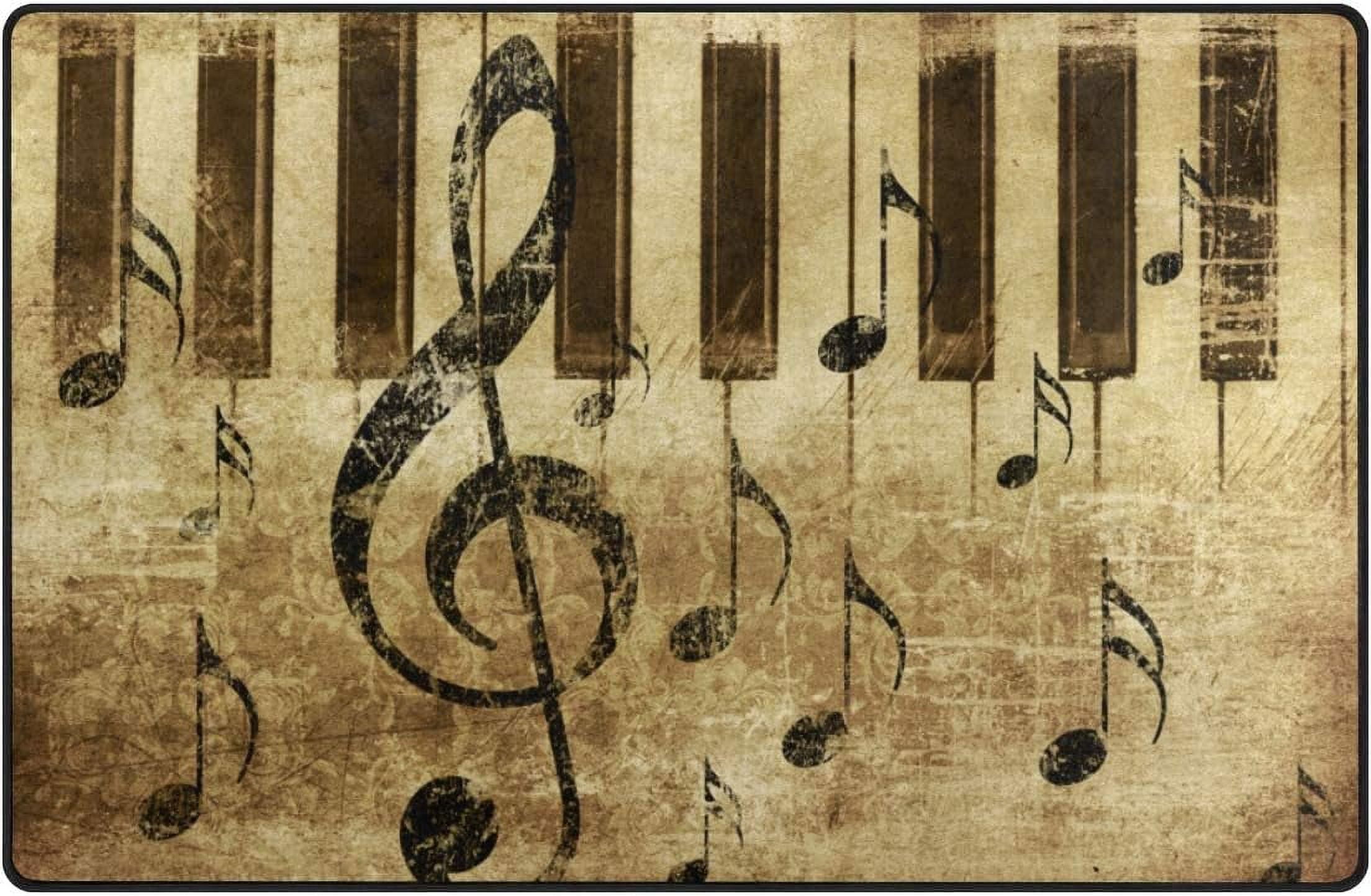 Coolnut Lightweight Soft Area Rugs 31x20 Inch, Retro Music Note Piano ...