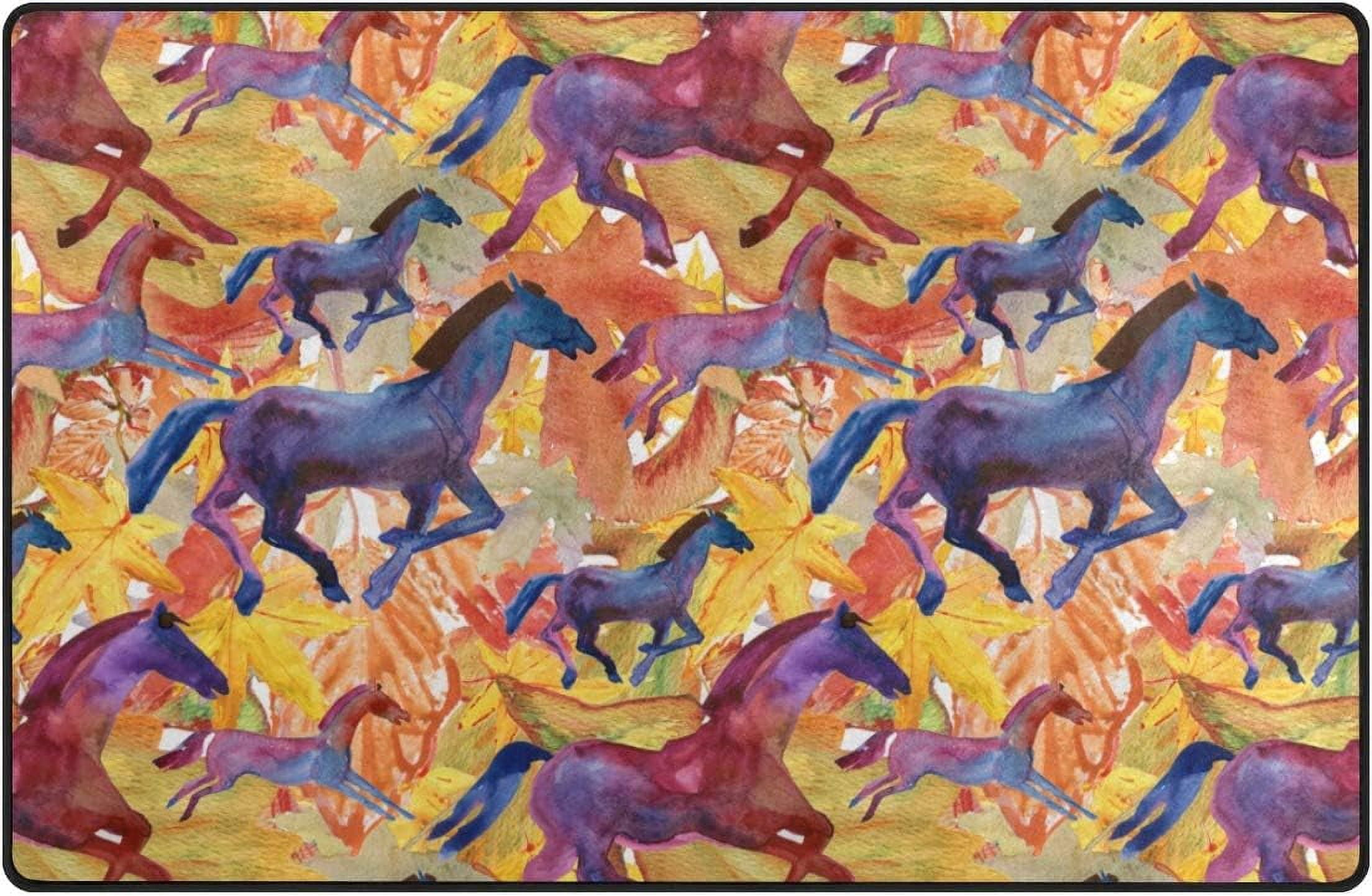 Coolnut Lightweight Soft Area Rugs 31x20 Inch, Running Horses On Fall ...