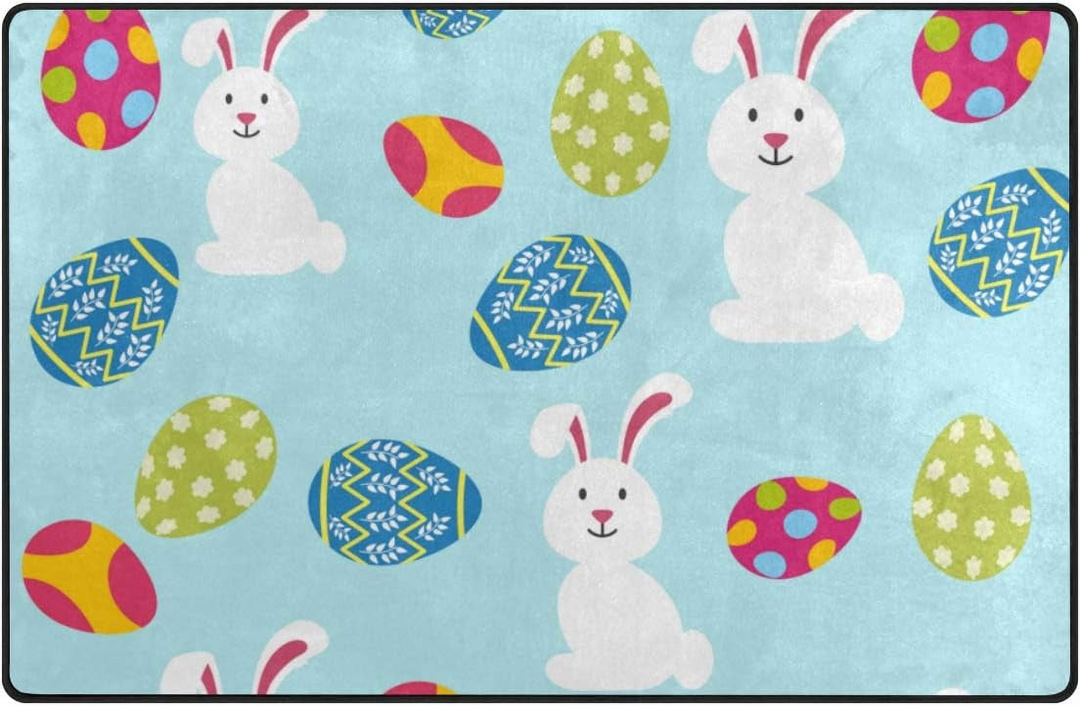 Coolnut Lightweight Soft Area Rugs 31x20 Inch, White Easter Bunny with ...