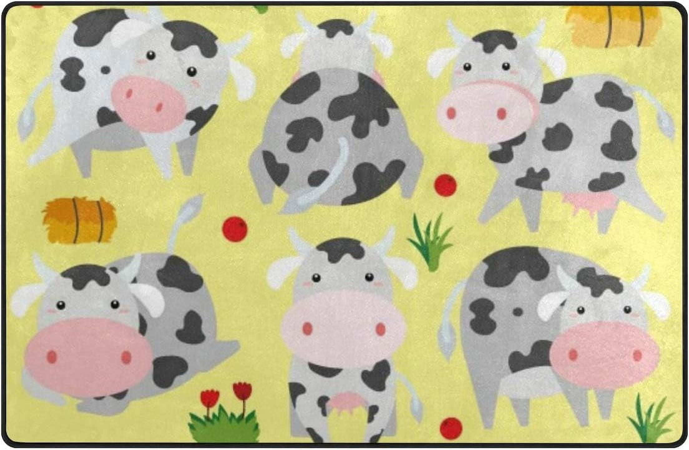 Coolnut Lightweight Soft Area Rugs 60 x 39 inch (5'x 3'3"), Cow Cartoon ...