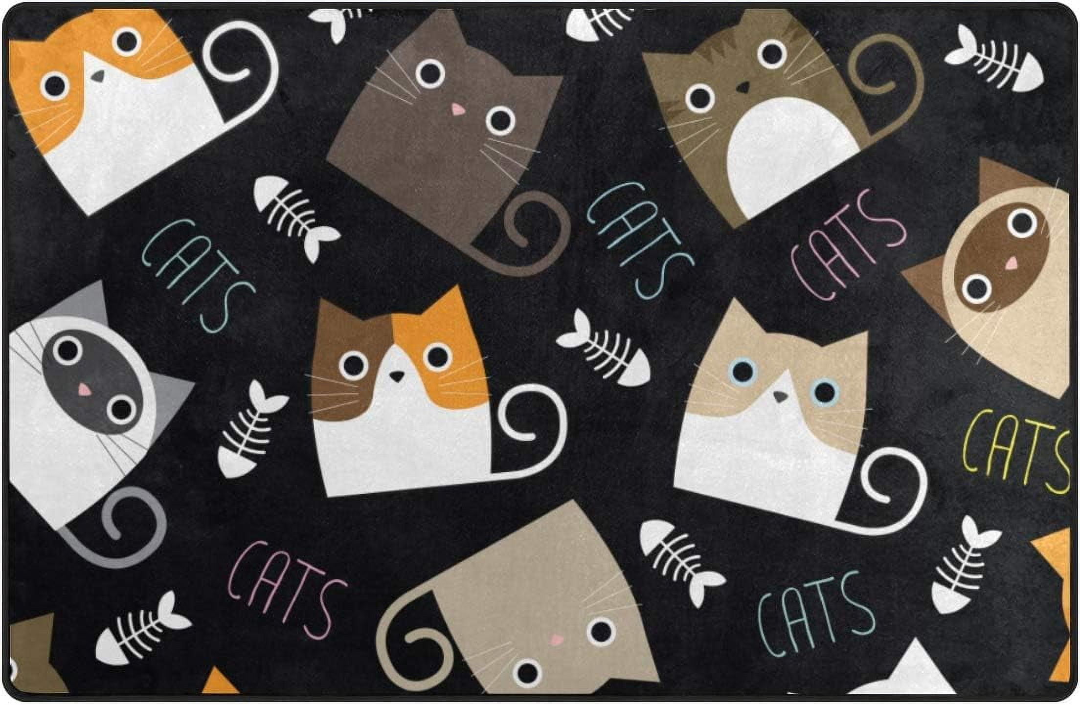 Coolnut Lightweight Soft Area Rugs 60 x 39 inch (5'x 3'3"), Cute Cats ...