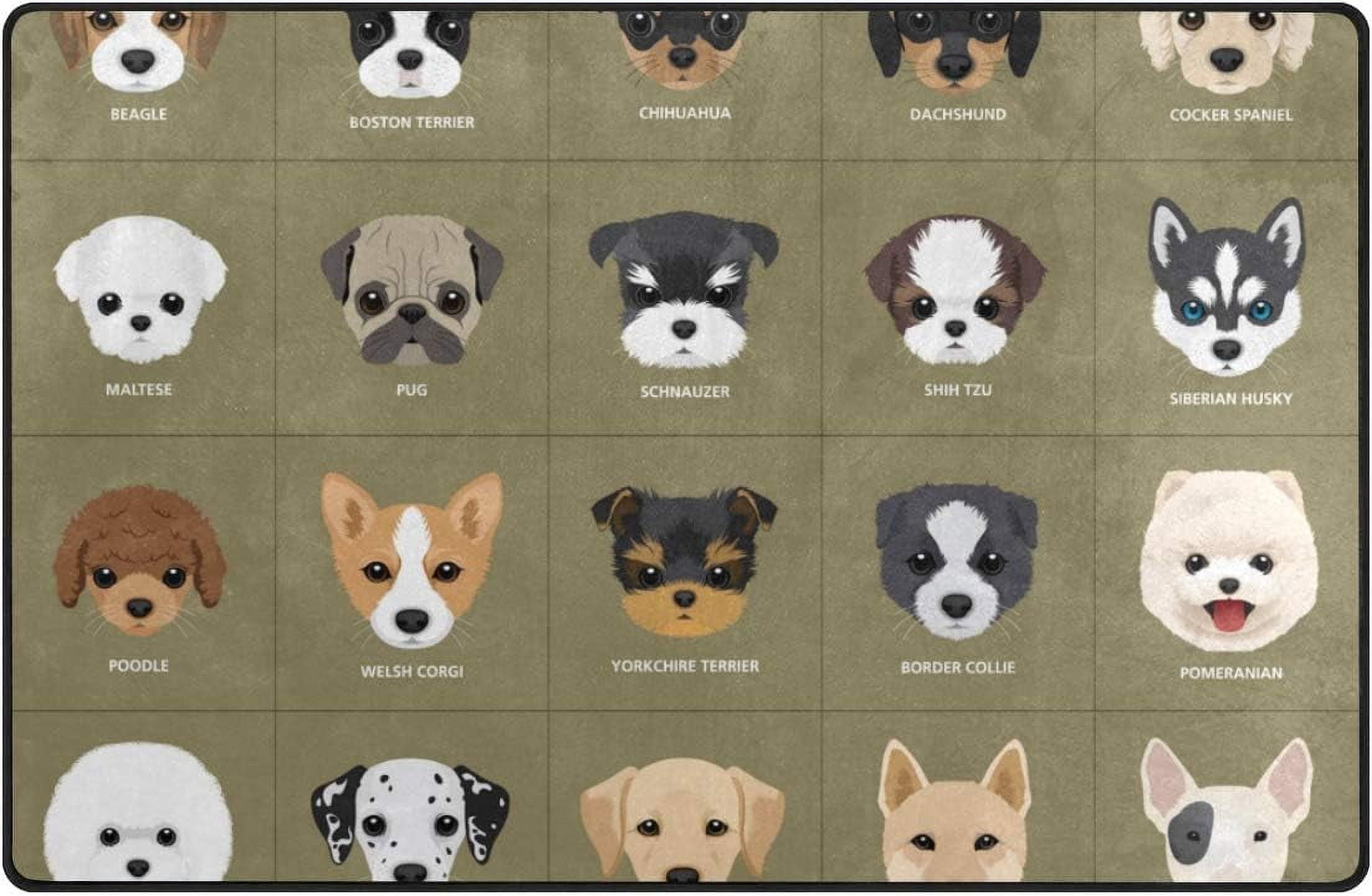 Coolnut Lightweight Soft Area Rugs 60 x 39 inch (5'x 3'3"), Cute Dogs ...