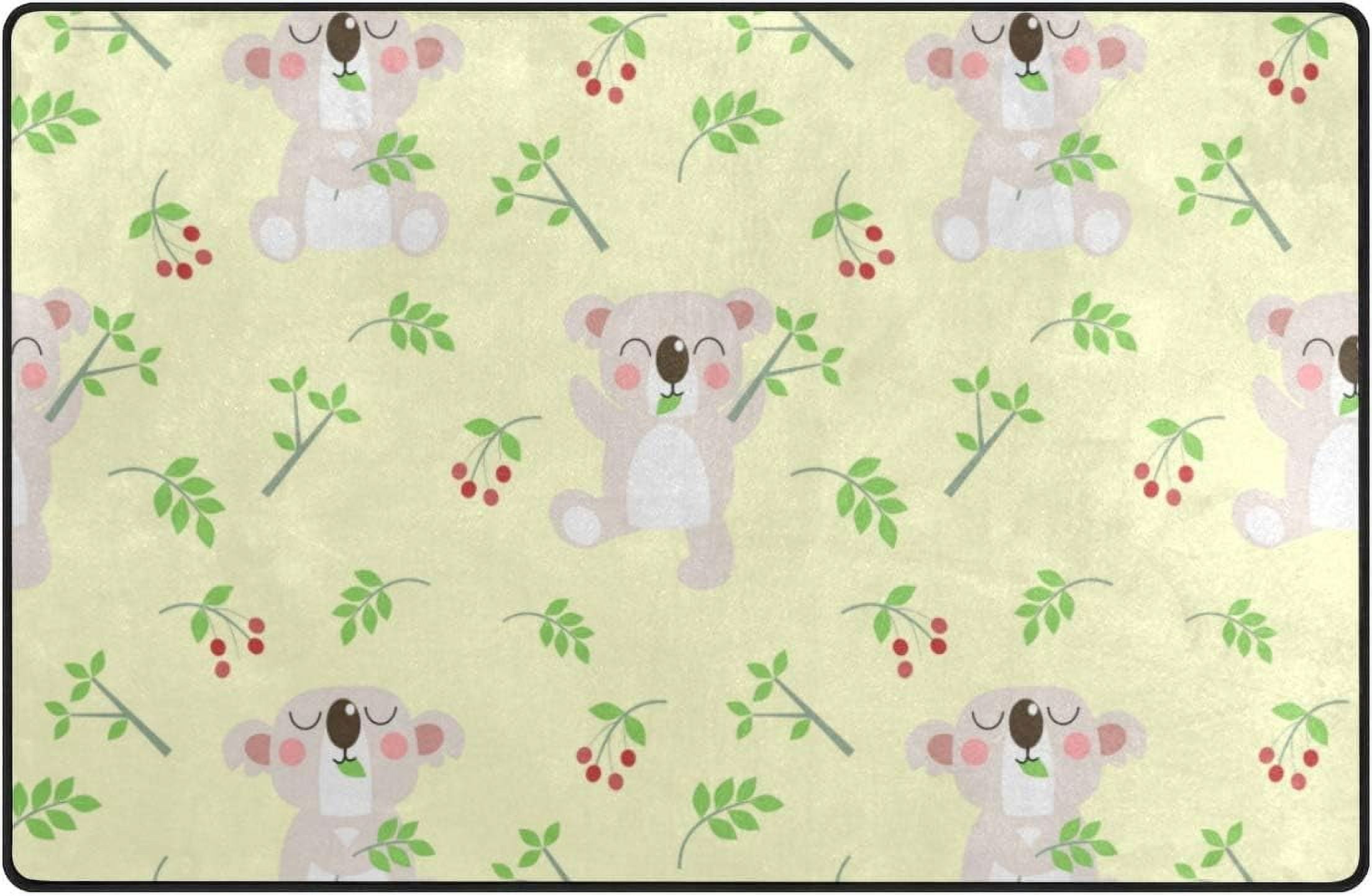 Coolnut Lightweight Soft Area Rugs 60 x 39 inch (5'x 3'3"), Cute Koala and Leaves Floor Mat for ...