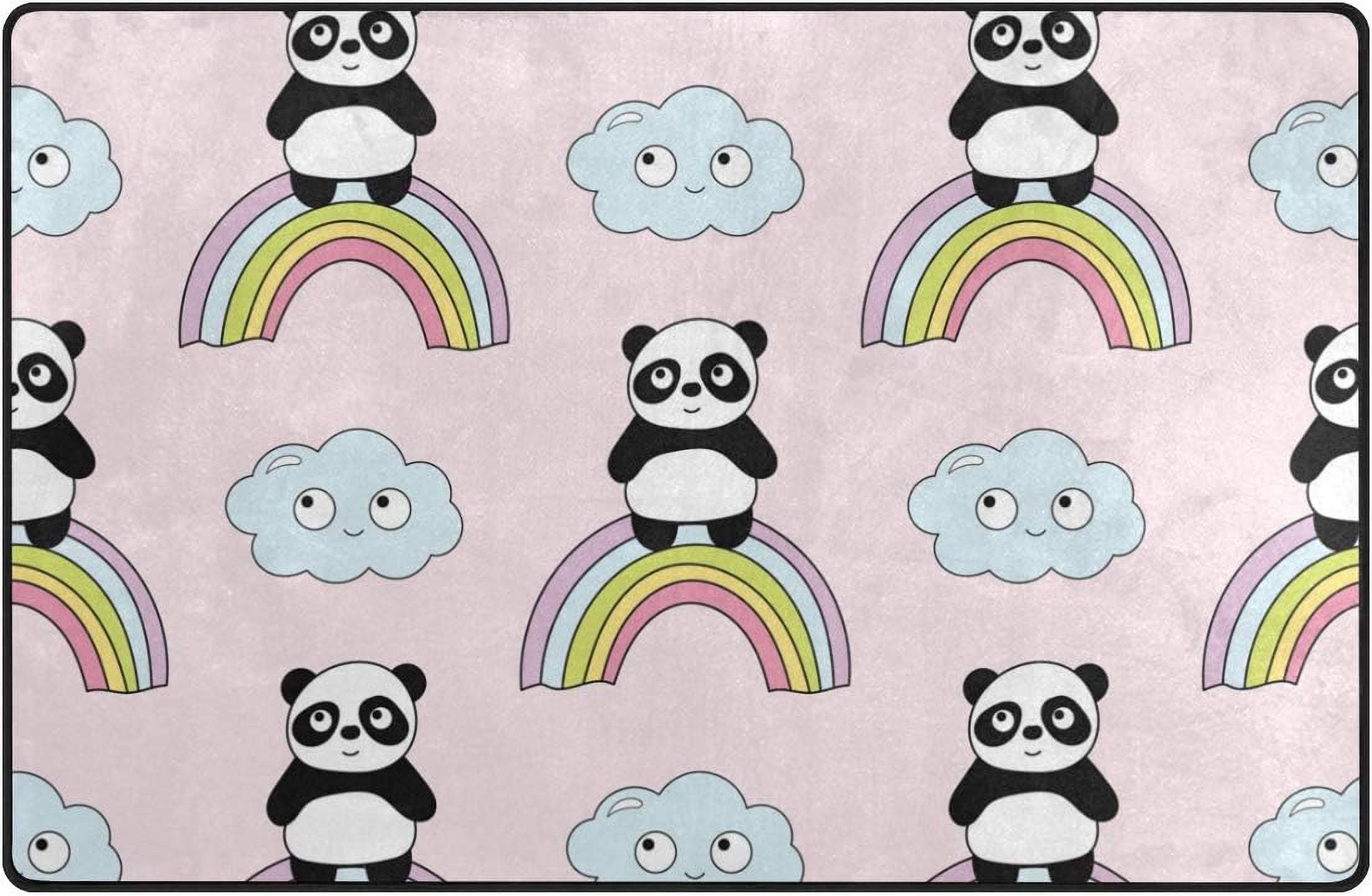 Coolnut Lightweight Soft Area Rugs 60 x 39 inch (5'x 3'3"), Cute Pandas ...