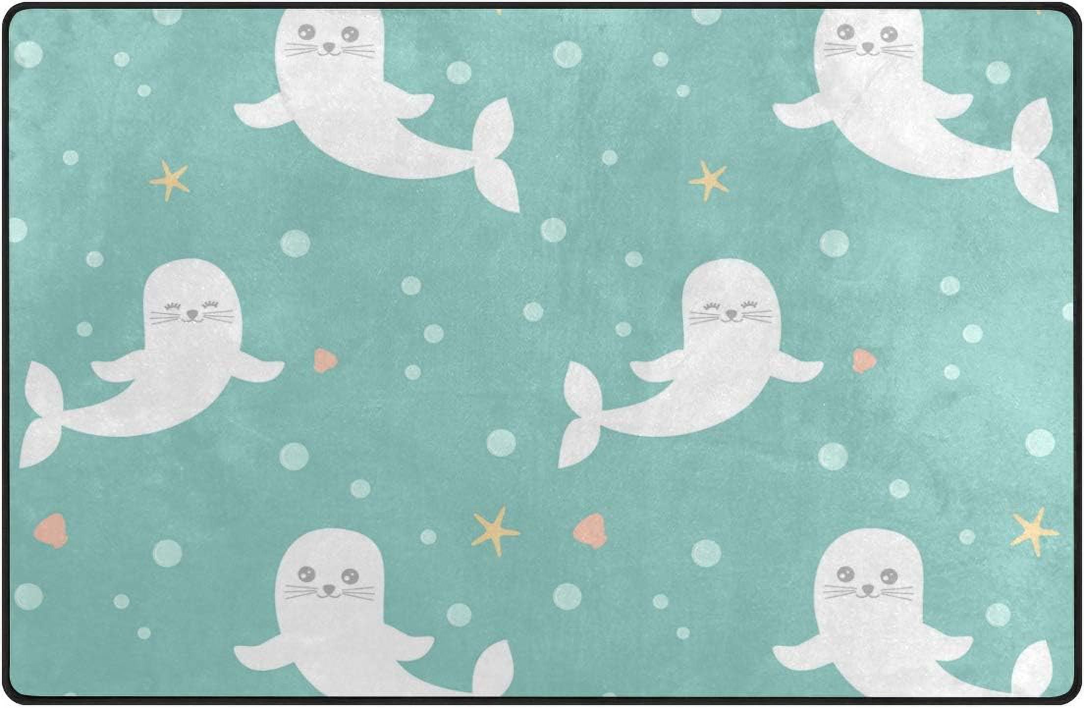 Coolnut Lightweight Soft Area Rugs 60 x 39 inch (5'x 3'3"), Cute Seal ...