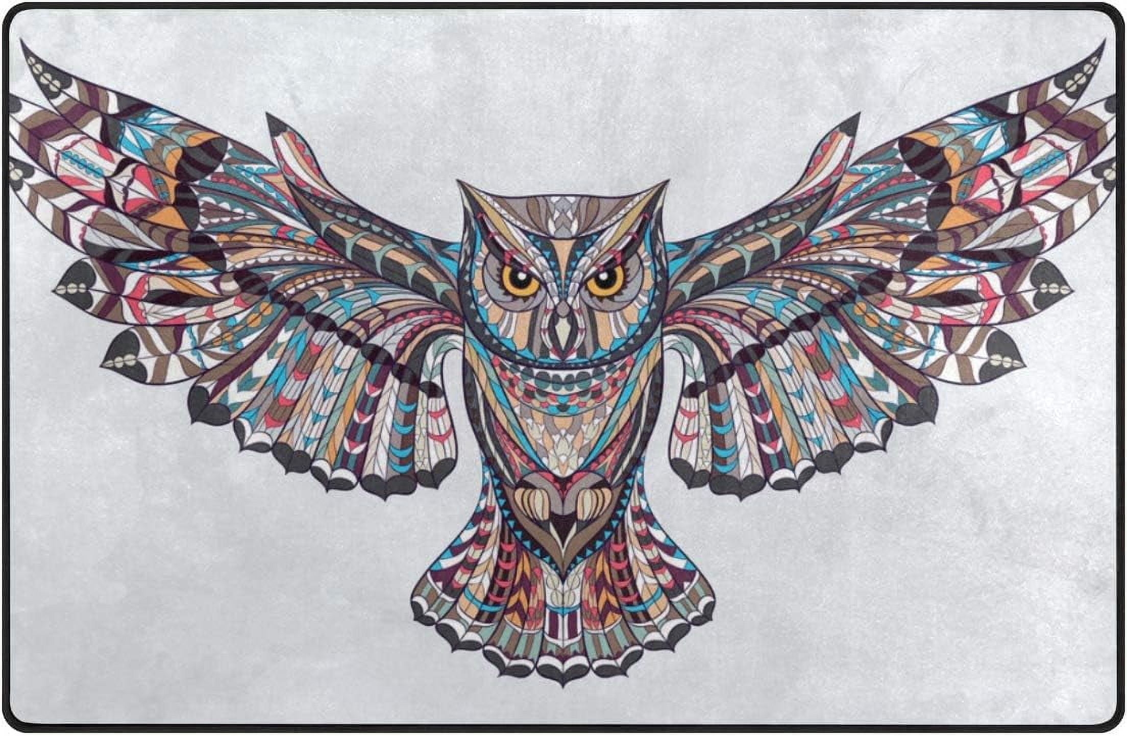 Coolnut Lightweight Soft Area Rugs 60 x 39 inch (5'x 3'3"), Ethnic Owl ...