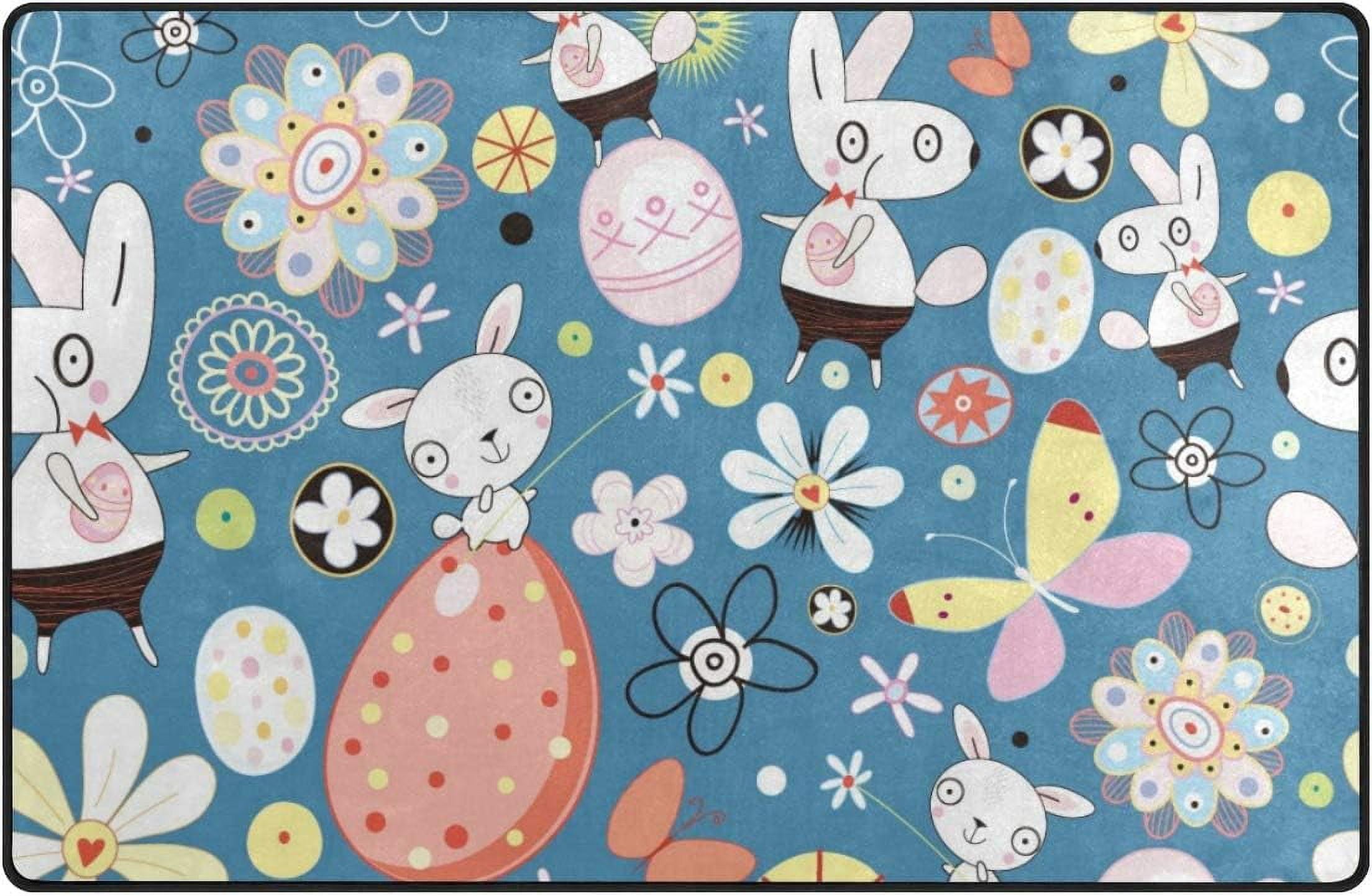 Coolnut Lightweight Soft Area Rugs 60 x 39 inch (5'x 3'3"), Flower and ...