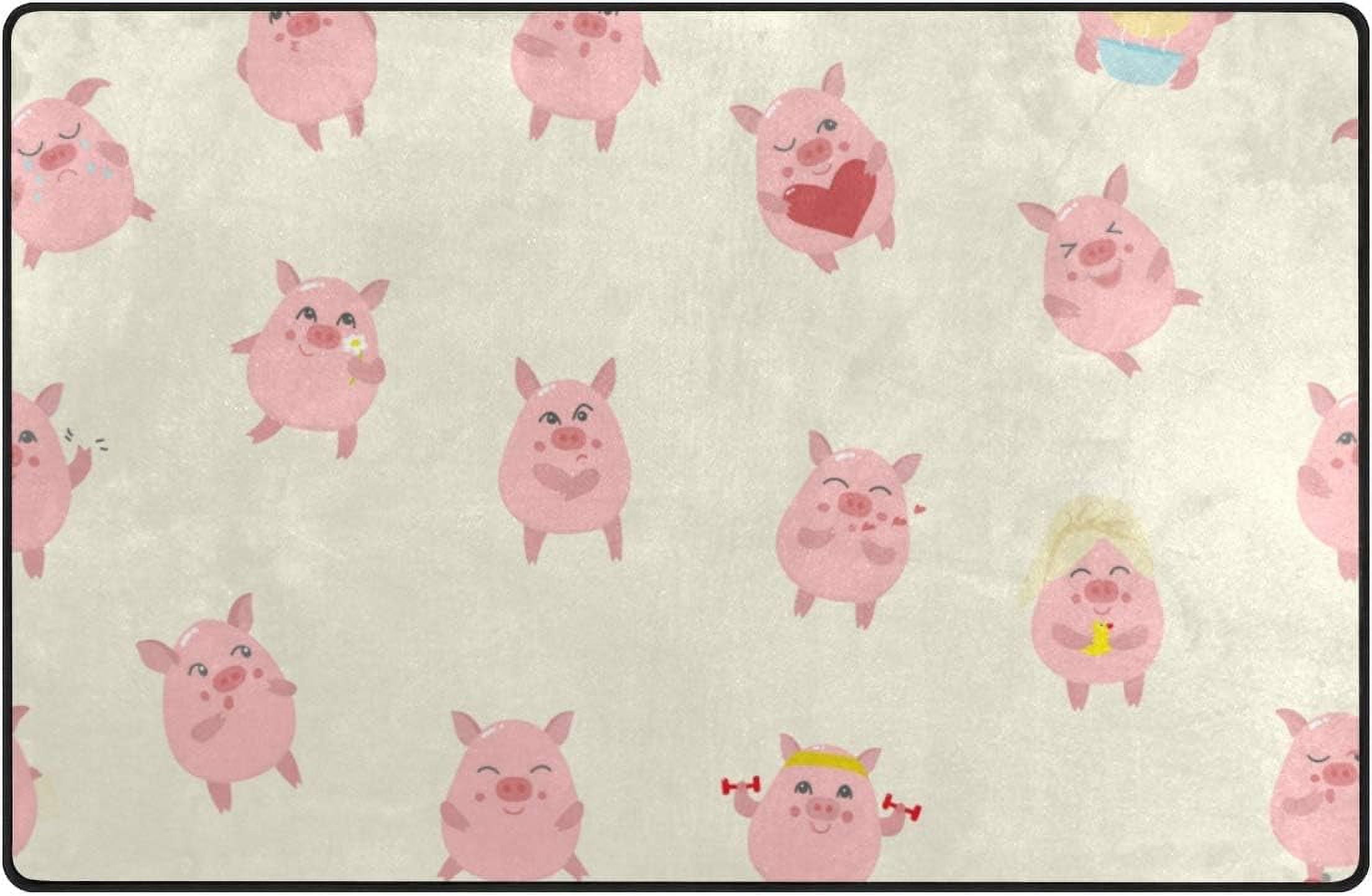 Coolnut Lightweight Soft Area Rugs 60 x 39 inch (5'x 3'3"), Funny Pigs ...