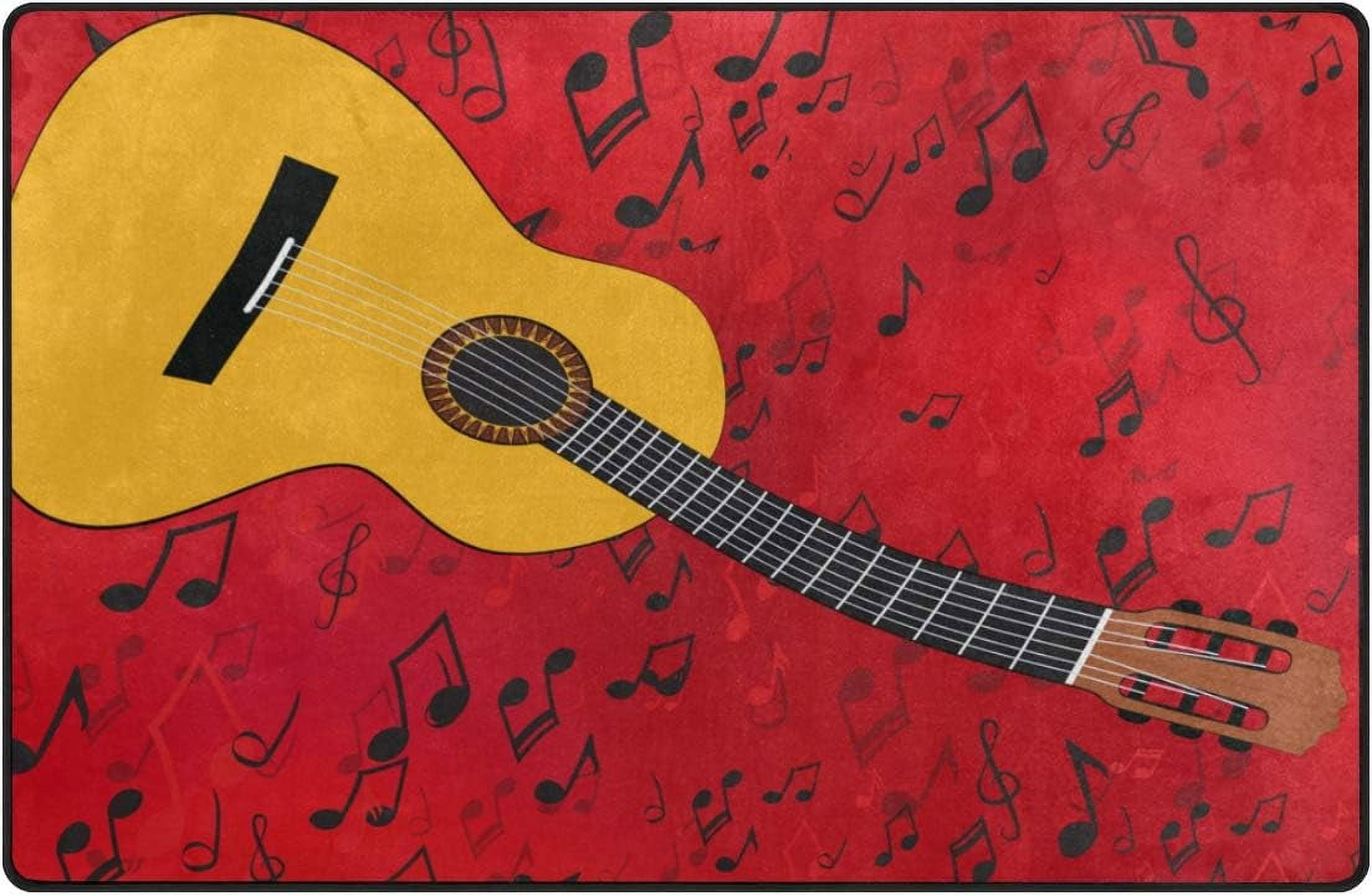 Coolnut Lightweight Soft Area Rugs 60 x 39 inch (5'x 3'3"), Guitar and ...