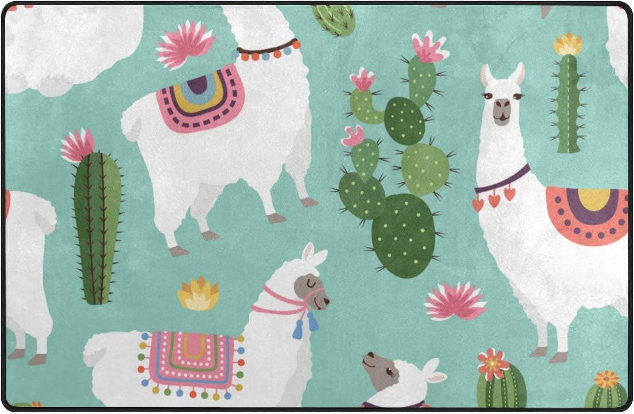 Coolnut Lightweight Soft Area Rugs 60 x 39 inch (5'x 3'3"), Llama and ...