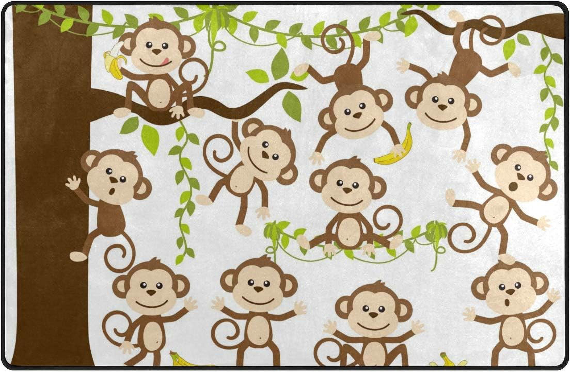 Coolnut Lightweight Soft Area Rugs 60 x 39 inch (5'x 3'3"), Monkey ...