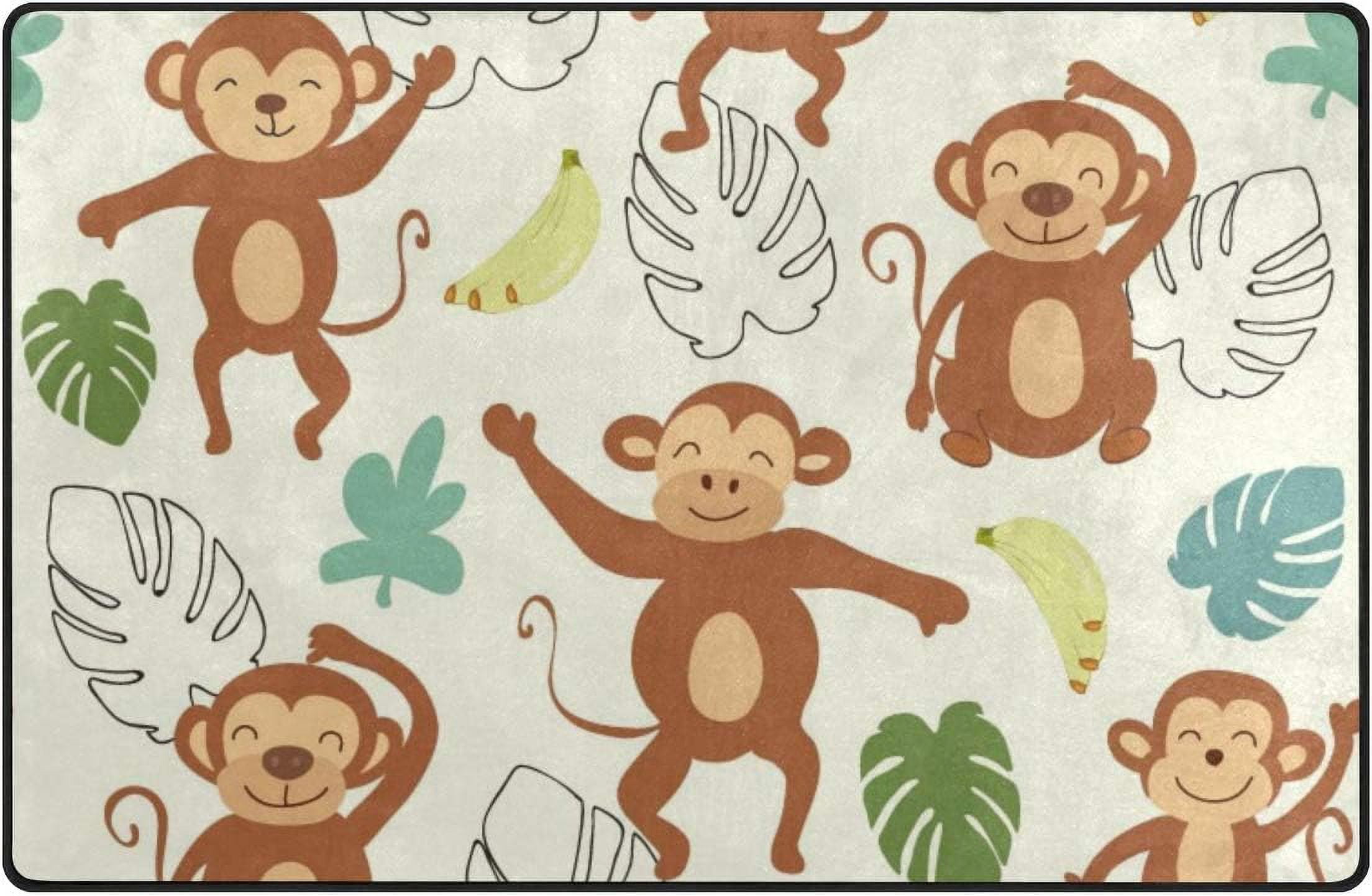 Coolnut Lightweight Soft Area Rugs 60 x 39 inch (5'x 3'3"), Monkeys and ...