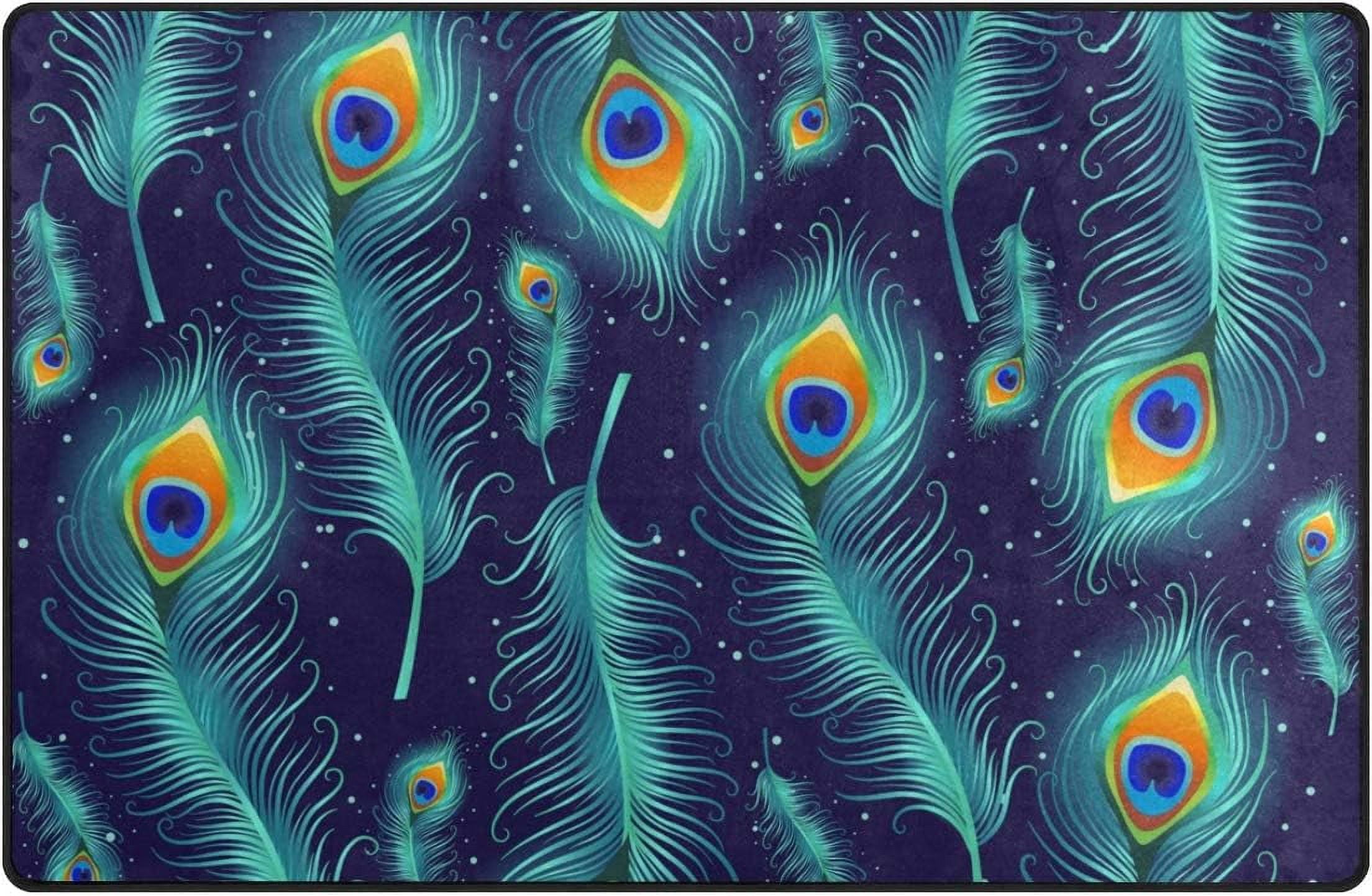 Coolnut Lightweight Soft Area Rugs 60 x 39 inch (5'x 3'3"), Peacock ...