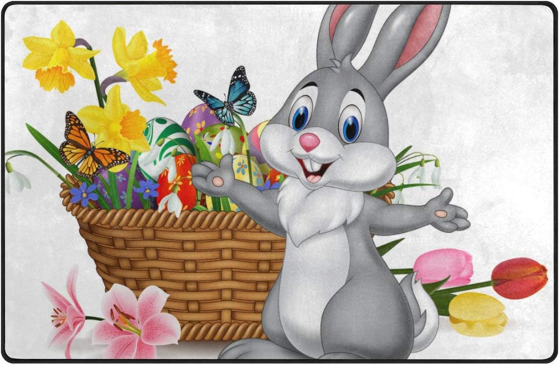 Coolnut Lightweight Soft Area Rugs 60 x 39 inch (5'x 3'3"), Rabbit with ...