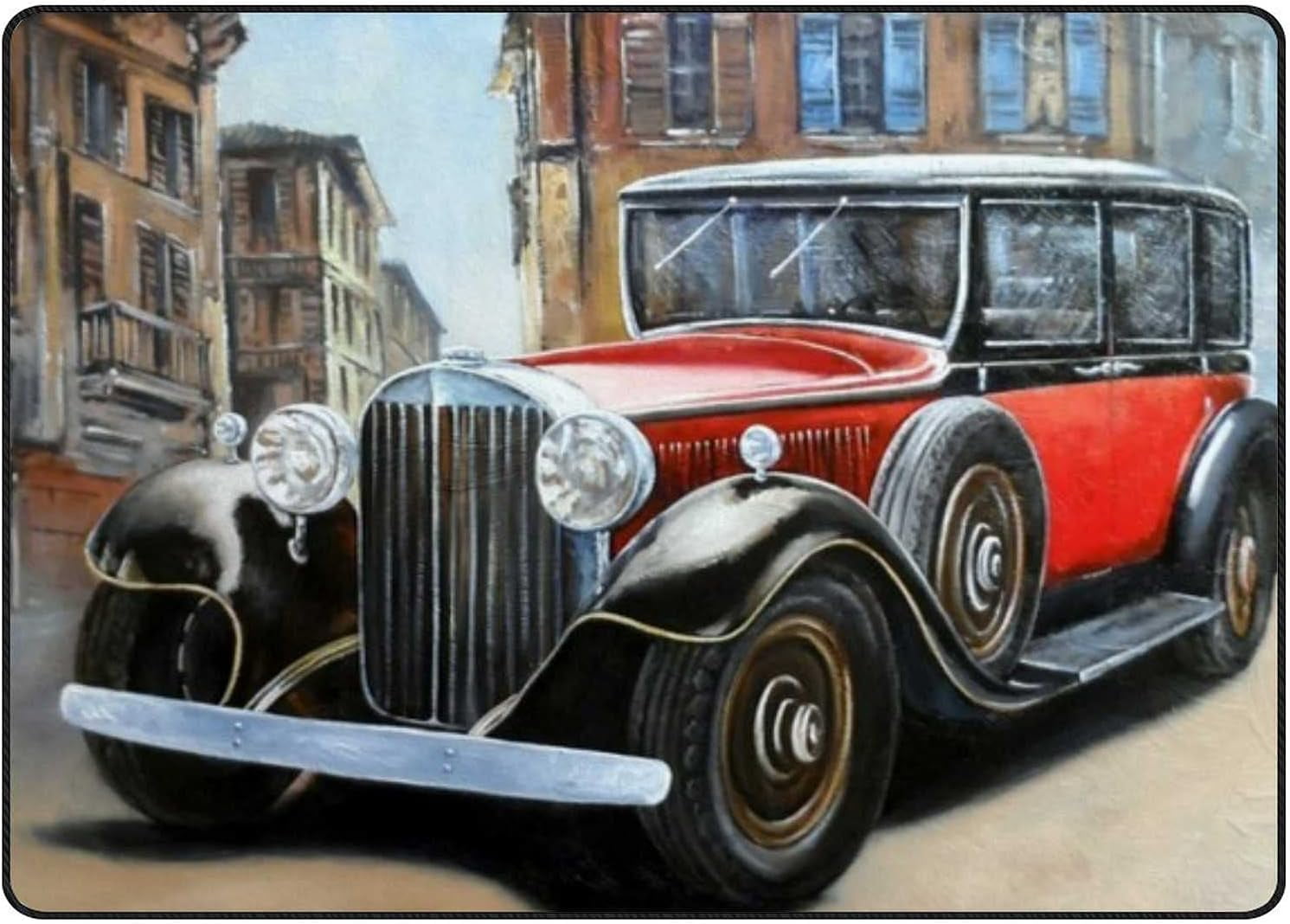 Coolnut Lightweight Soft Area Rugs 60 x 39 inch (5'x 3'3"), Retro Car ...