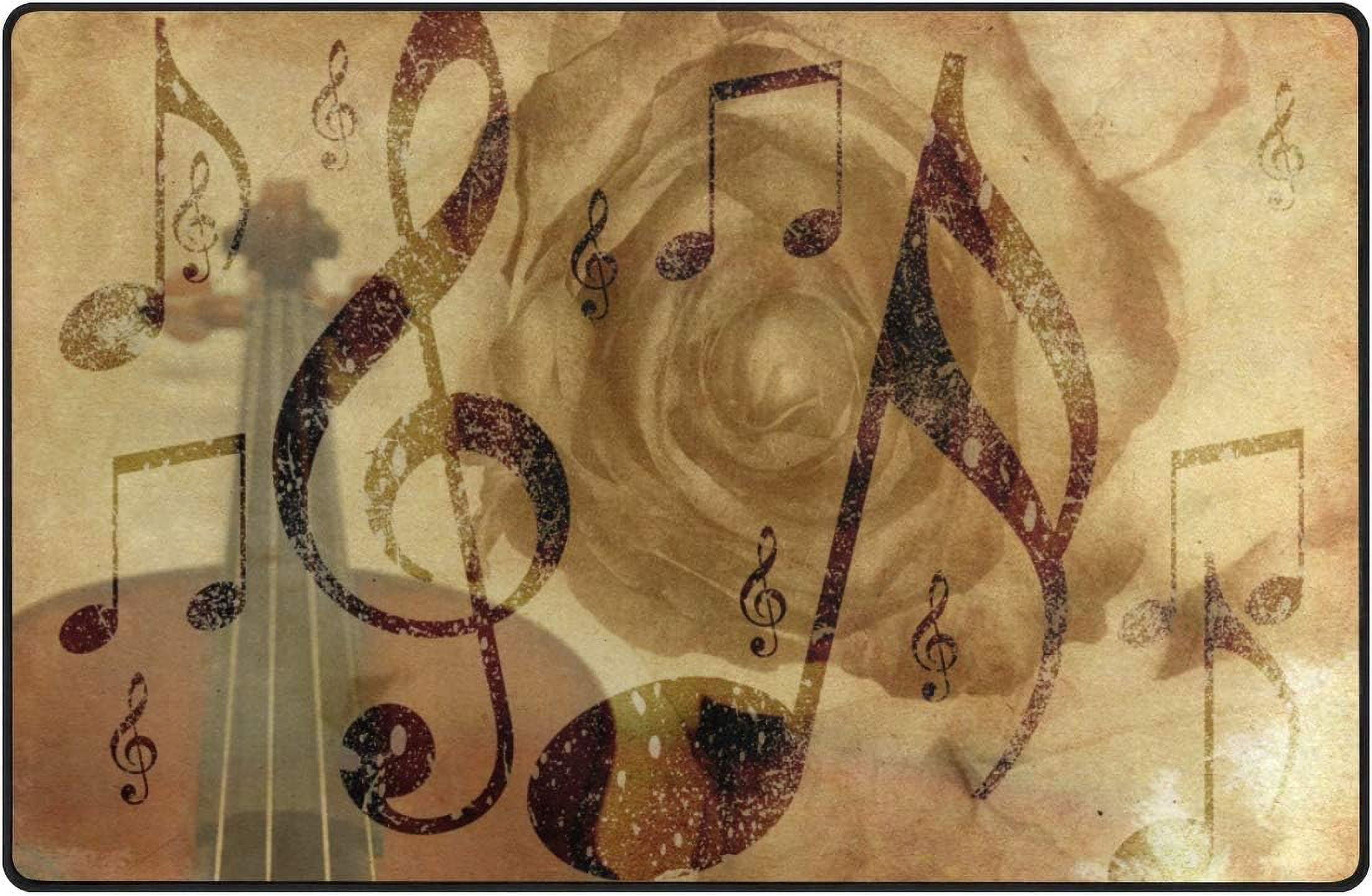 Coolnut Lightweight Soft Area Rugs 60 x 39 inch (5'x 3'3"), Retro Music ...