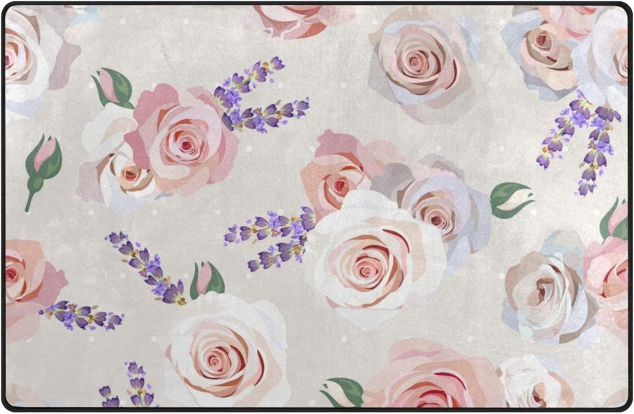 Coolnut Lightweight Soft Area Rugs 60 x 39 inch (5'x 3'3"), Roses and ...