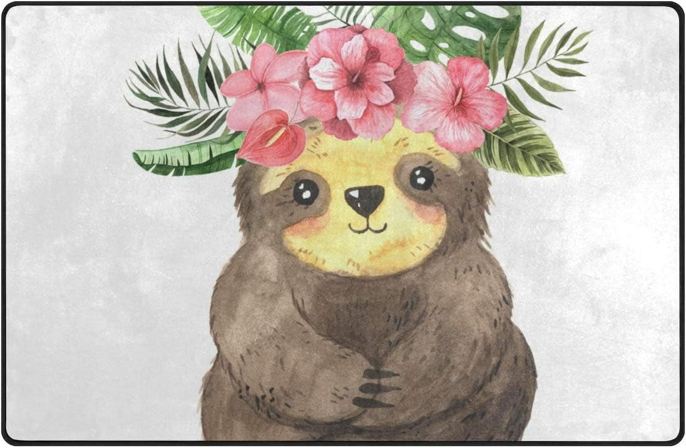 Coolnut Lightweight Soft Area Rugs 60 x 39 inch (5'x 3'3"), Sloth with ...