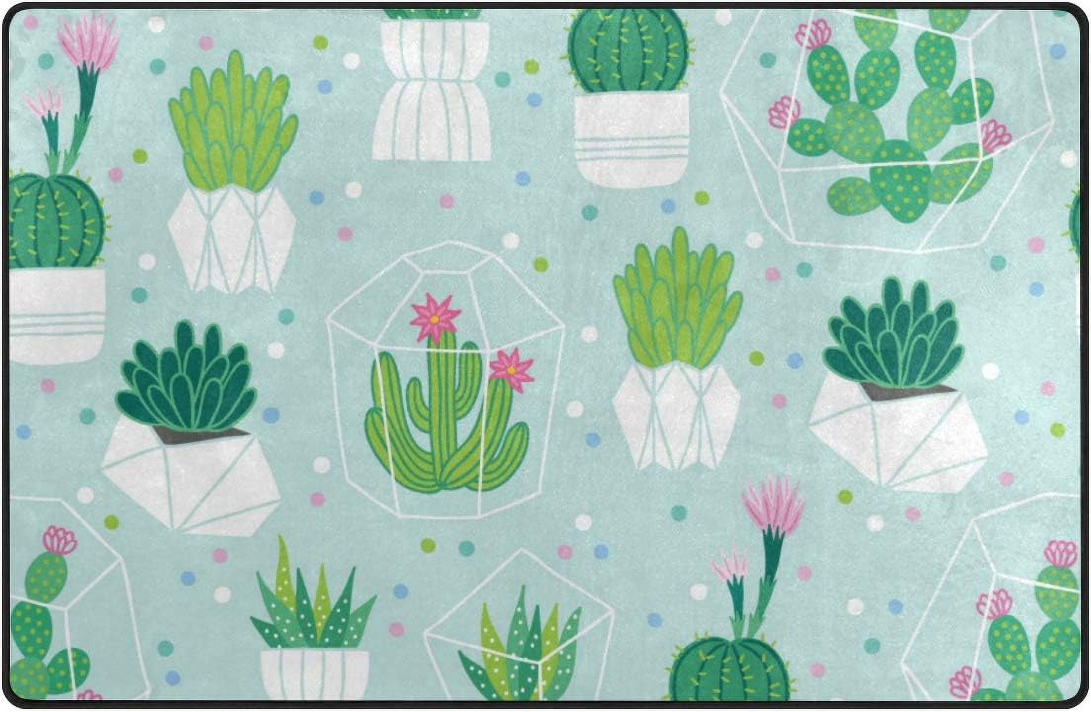 Coolnut Lightweight Soft Area Rugs 60 x 39 inch (5'x 3'3"), Succulents ...