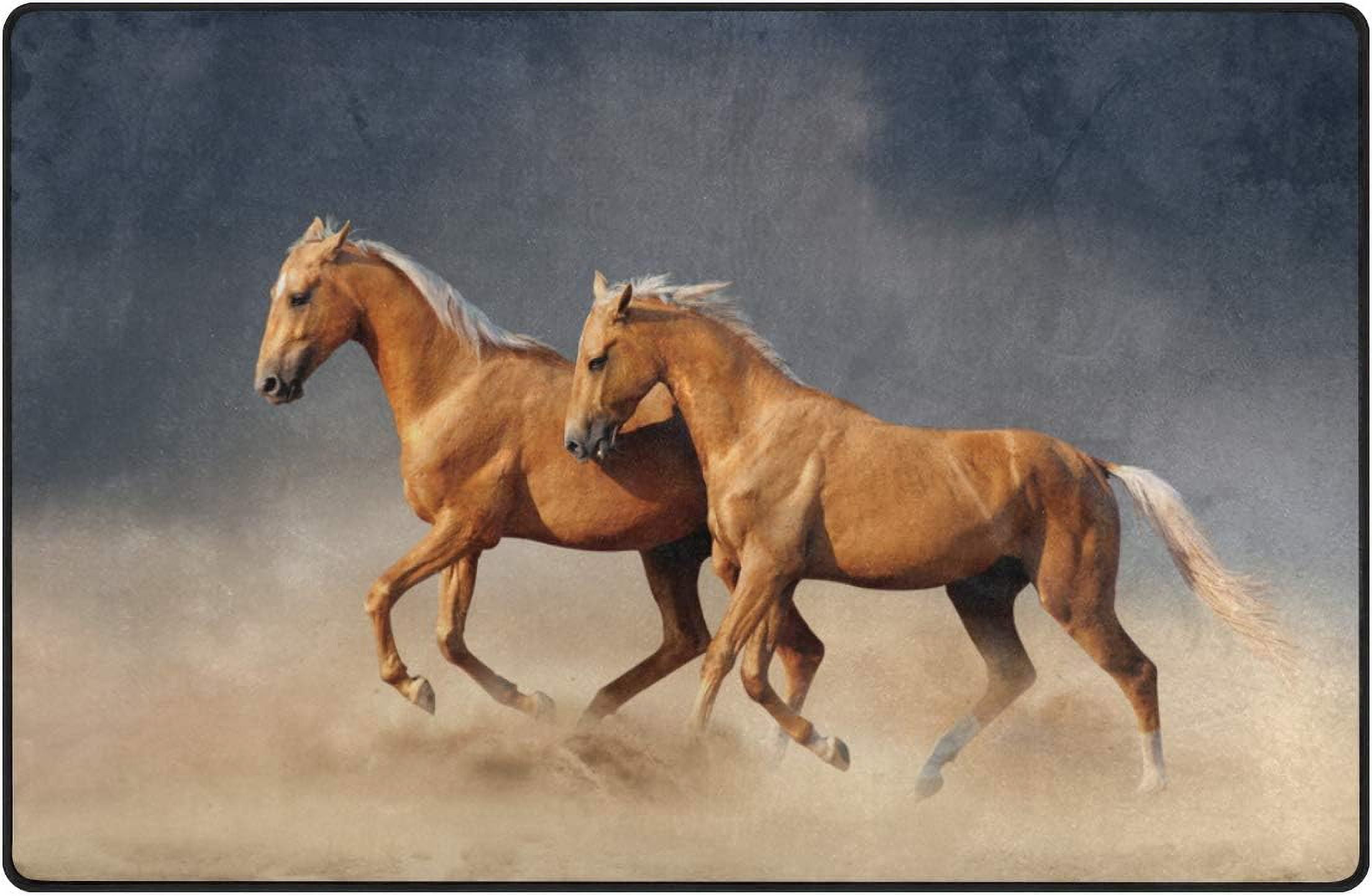 Coolnut Lightweight Soft Area Rugs 60 x 39 inch (5'x 3'3"), Two Horses ...