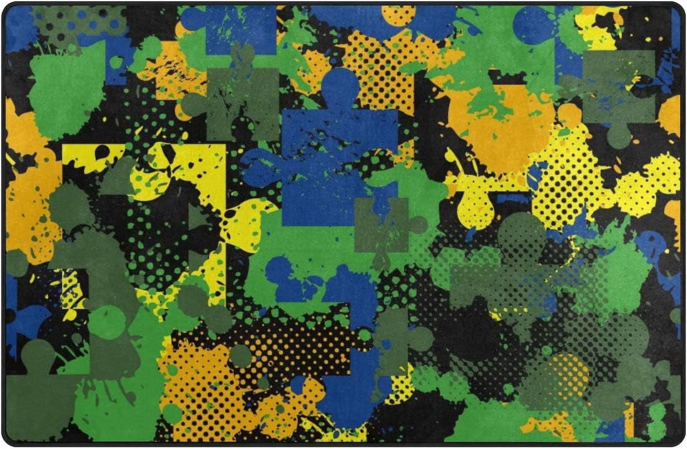 Coolnut Lightweight Soft Area Rugs 60x39 inch, Abstract Puzzle Pattern ...