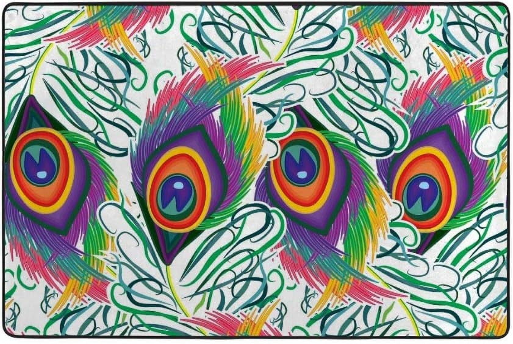 Coolnut Lightweight Soft Area Rugs 60x39 inch, Colorful Quill of ...