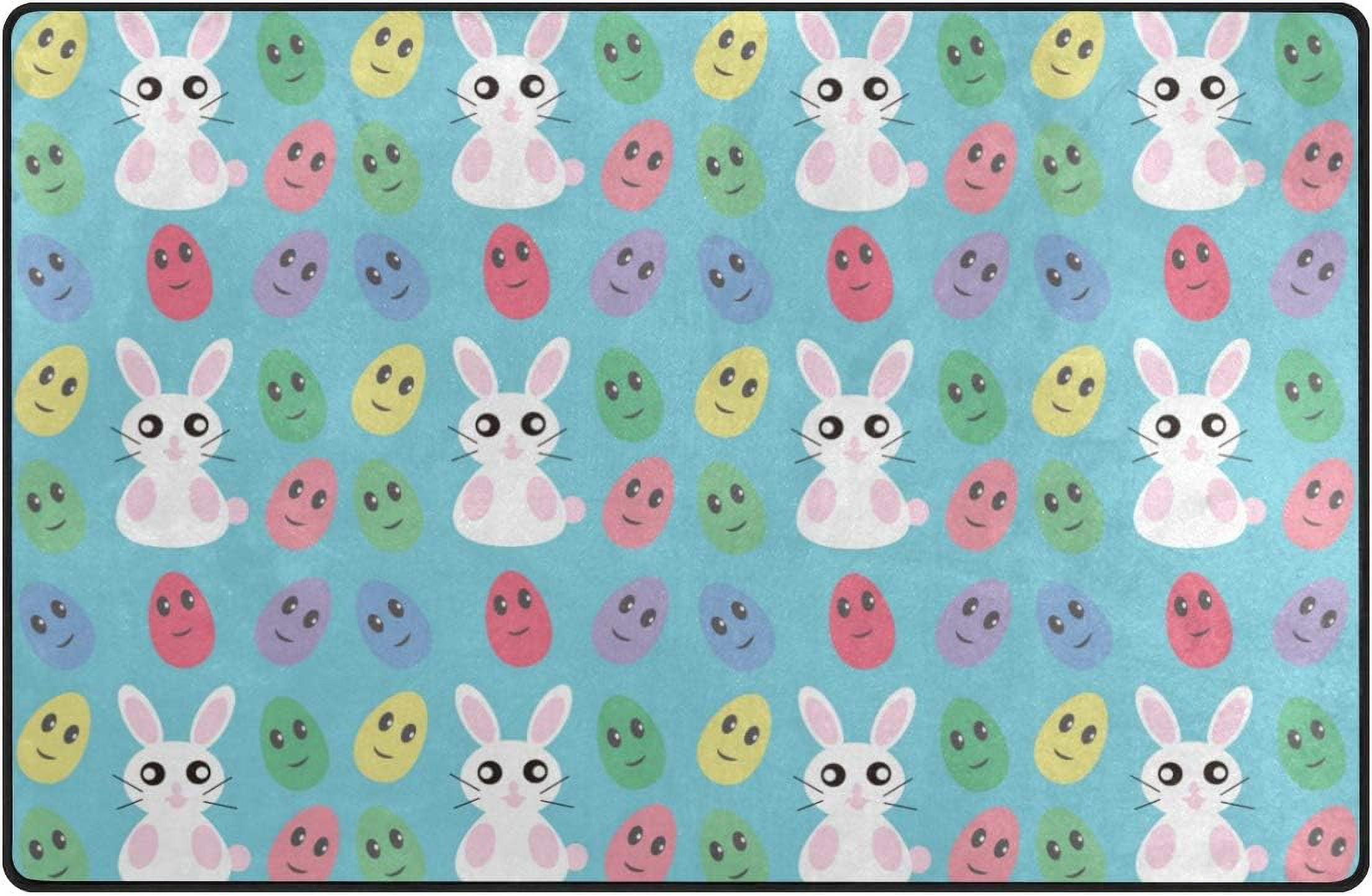 Coolnut Lightweight Soft Area Rugs 60x39 inch, Easter Bunny and Eggs ...