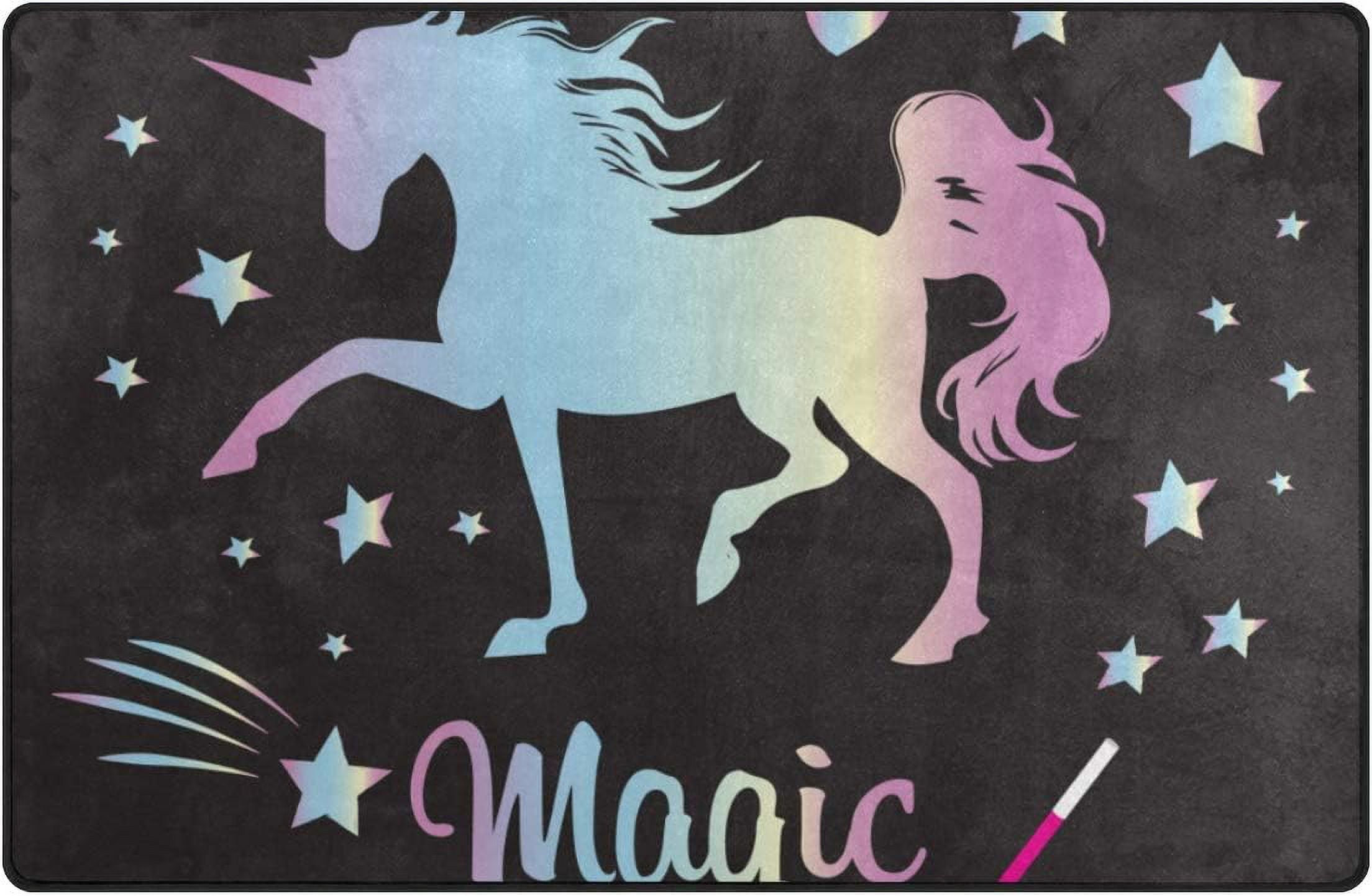 Coolnut Lightweight Soft Area Rugs 60x39 inch, Holographic Unicorn ...