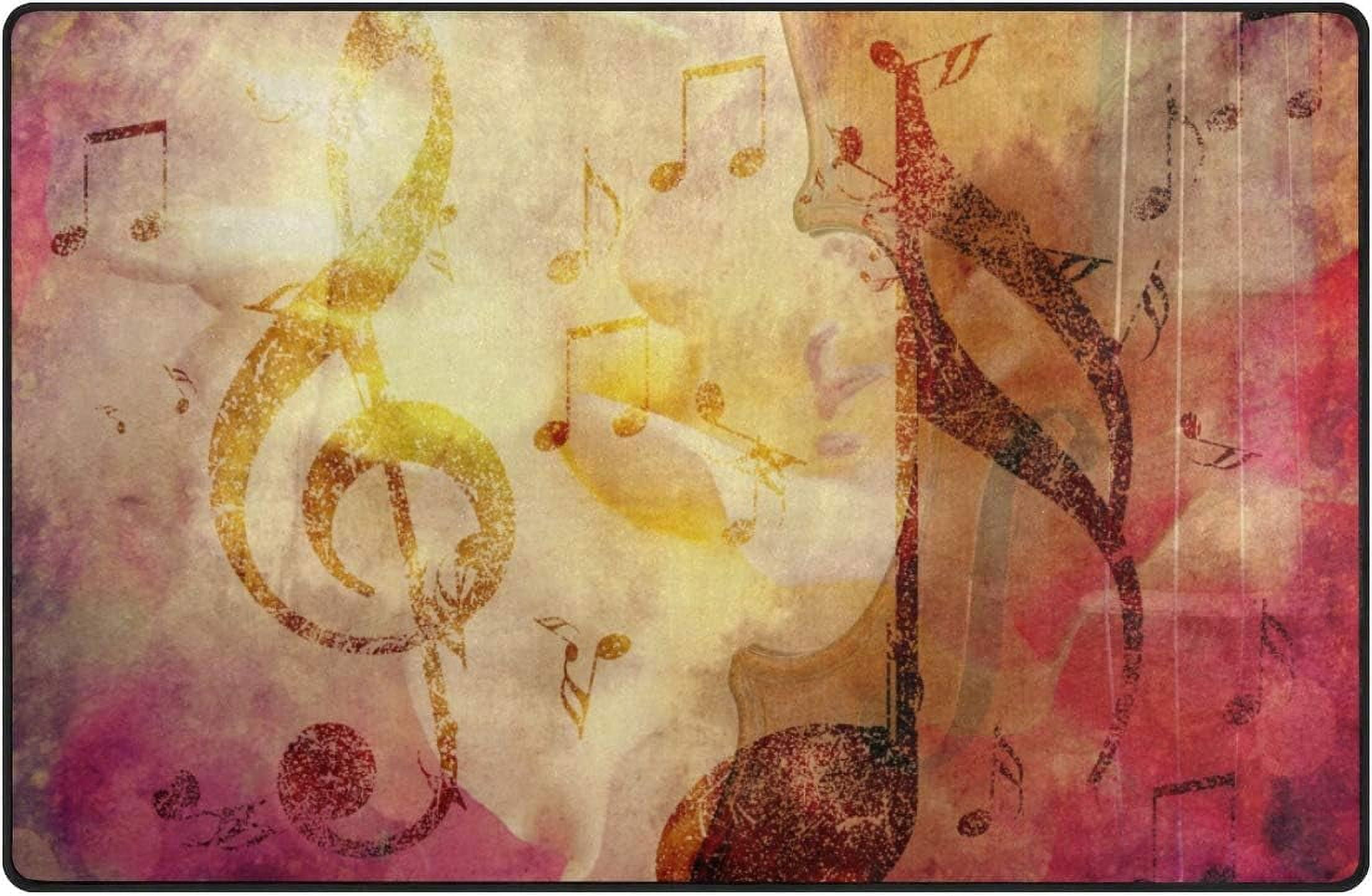 Coolnut Lightweight Soft Area Rugs 60x39 inch, Retro Music Notes Floor ...