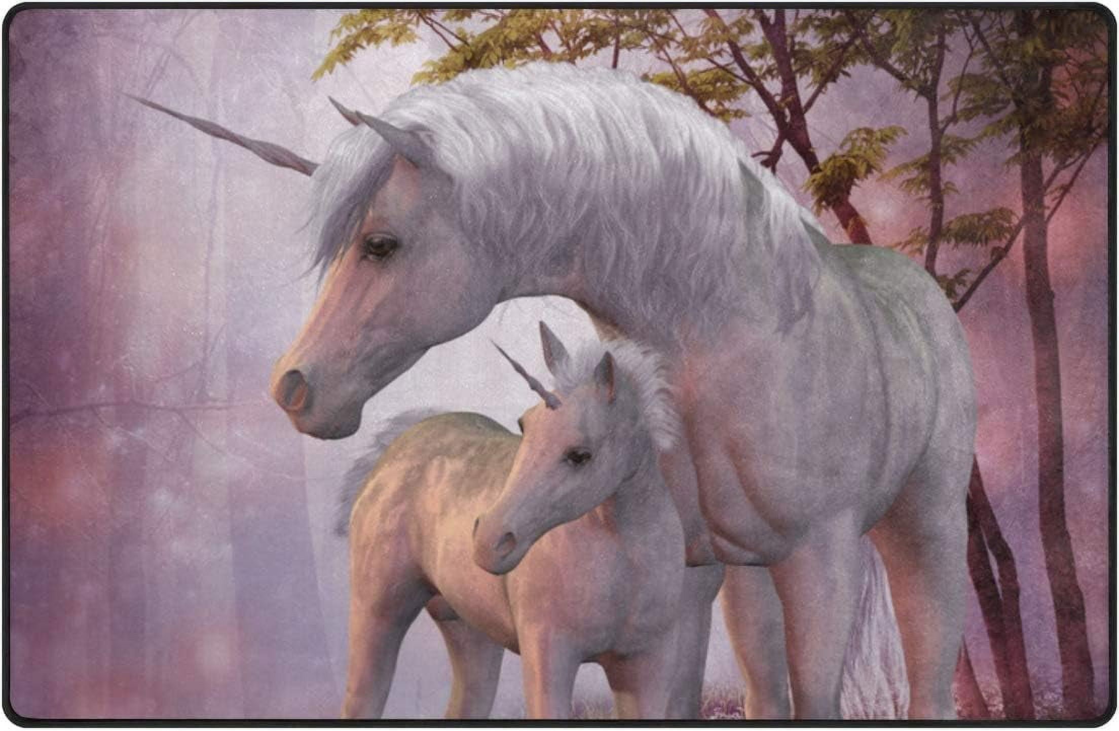Coolnut Lightweight Soft Area Rugs 60x39 inch, Unicorn Loving Baby ...