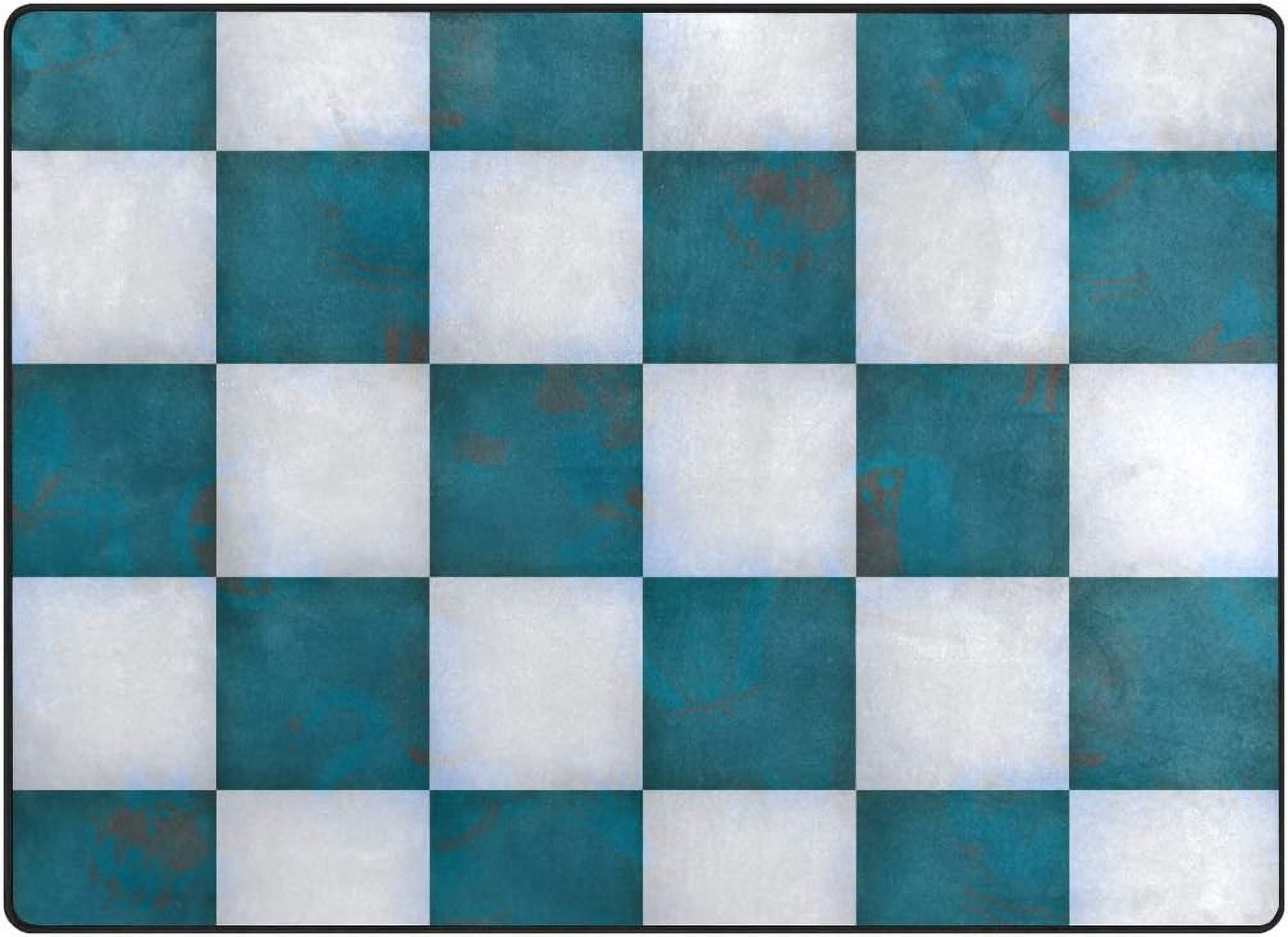 Coolnut Lightweight Soft Area Rugs 63 x 48 in, Chess Board Floor Mat ...
