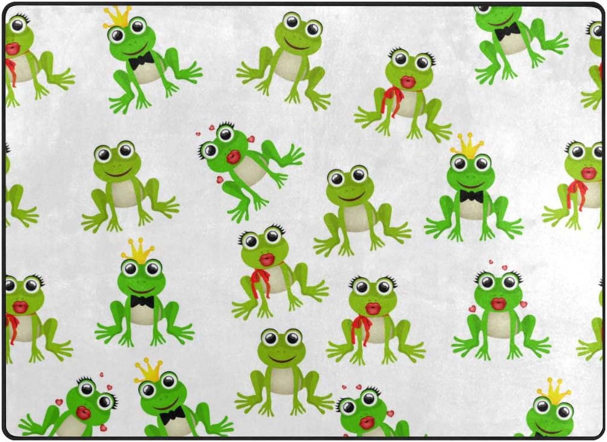 Coolnut Lightweight Soft Area Rugs 63 x 48 in, Colorful Cute Frogs ...